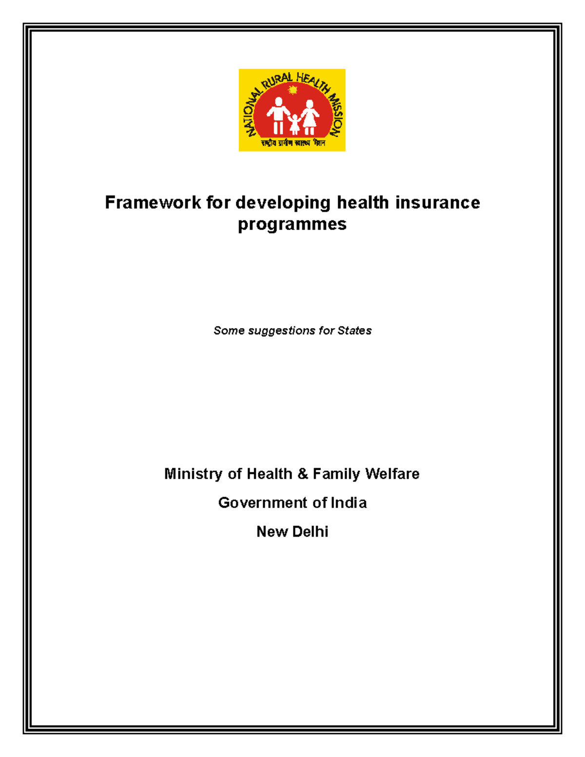 Framework for health insurance - Framework for developing health ...