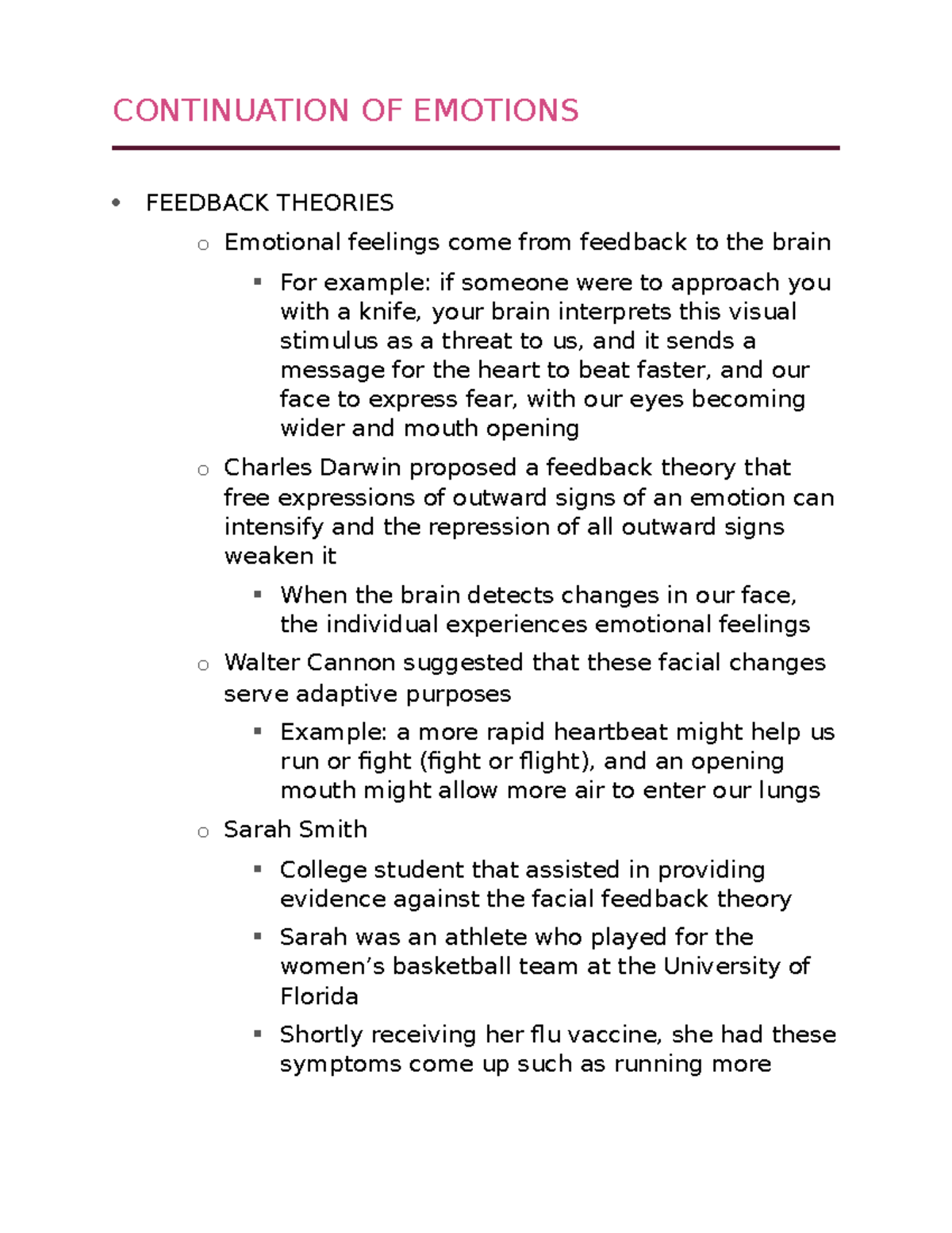 Chapter 3: Emotions (continued) - CONTINUATION OF EMOTIONS FEEDBACK ...