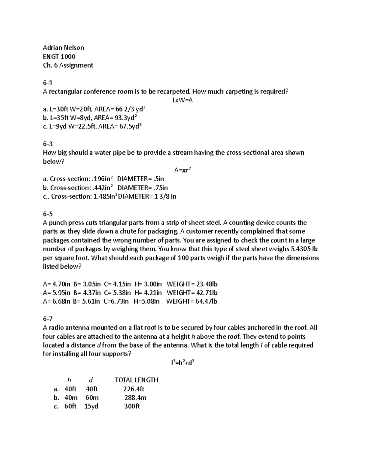 Engineering week 10 - Adrian Nelson ENGT 1000 Ch. 6 Assignment 6- A ...