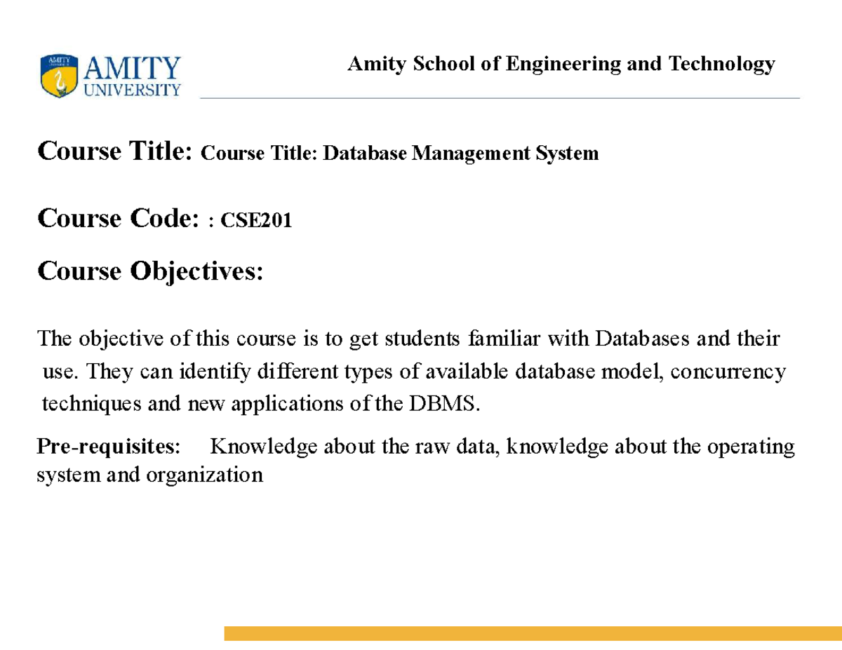 Mod2 - notes - Amity School of Engineering and Technology Course Title ...