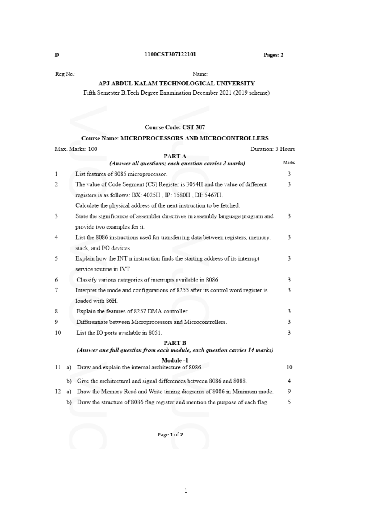 Answer key MPMC 2021 qnppr - program. In the assembly language program ...