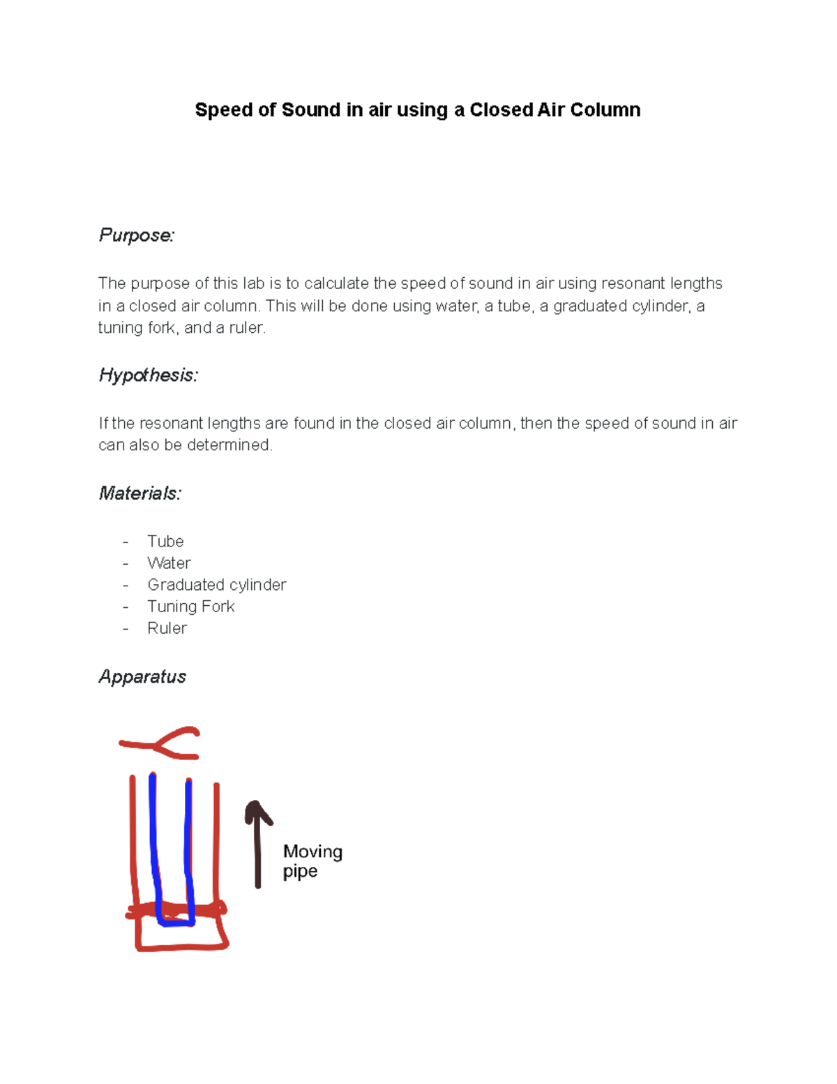 Physics lab-speed of sound using closed air coloum - Speed of Sound in ...