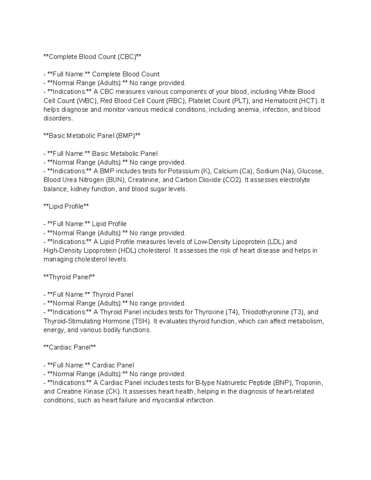 Bell ringer 2 - yes - Complete Blood Count (CBC) Full Name: Complete ...