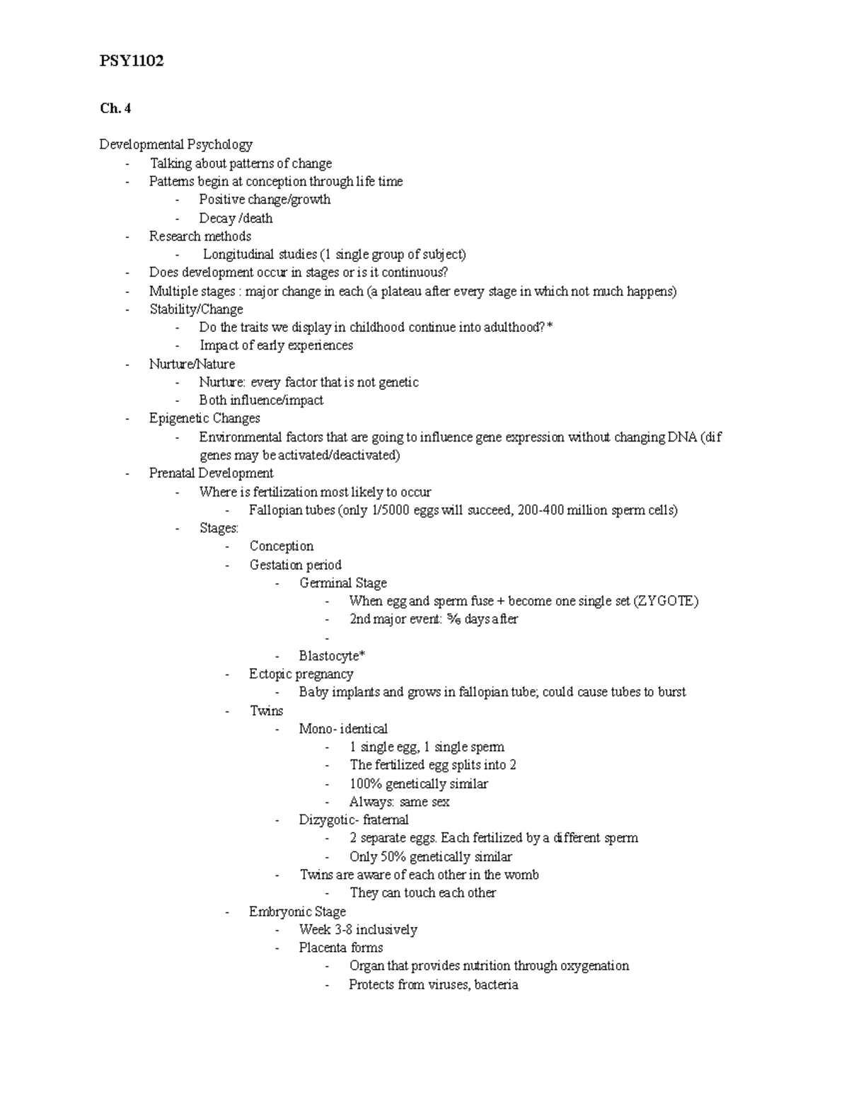 Final Exam PSY 1102 - Ch. 4 Developmental Psychology - Talking about ...