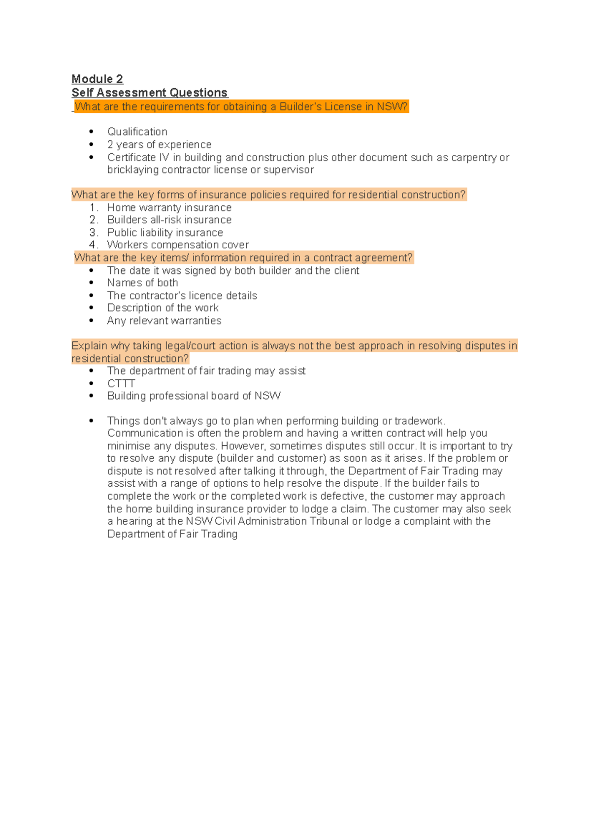 Module 2 selfassessment RB - Module 2 Self Assessment Questions What ...