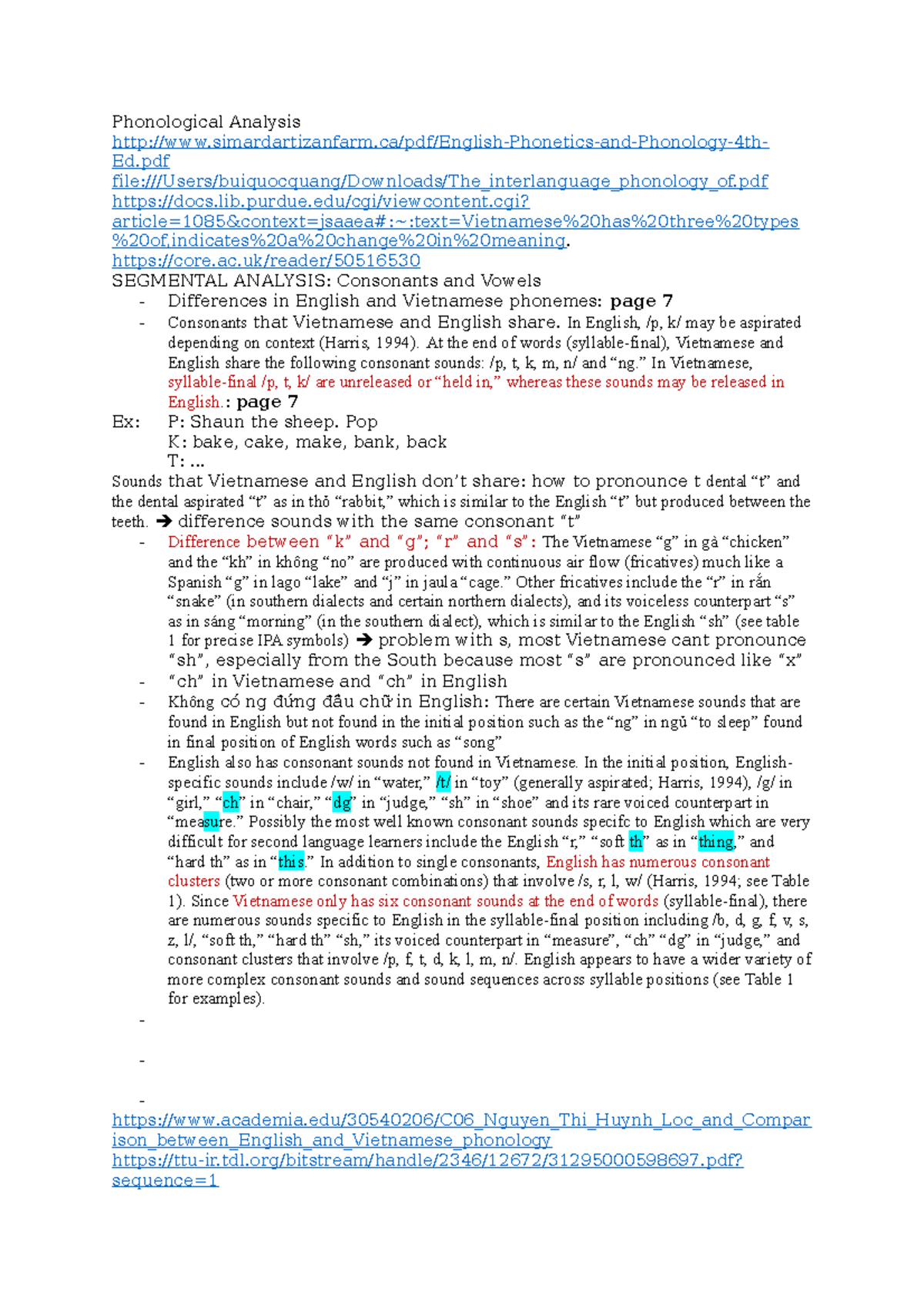 Analysing Learner Errors - Phonological Analysis - Studocu