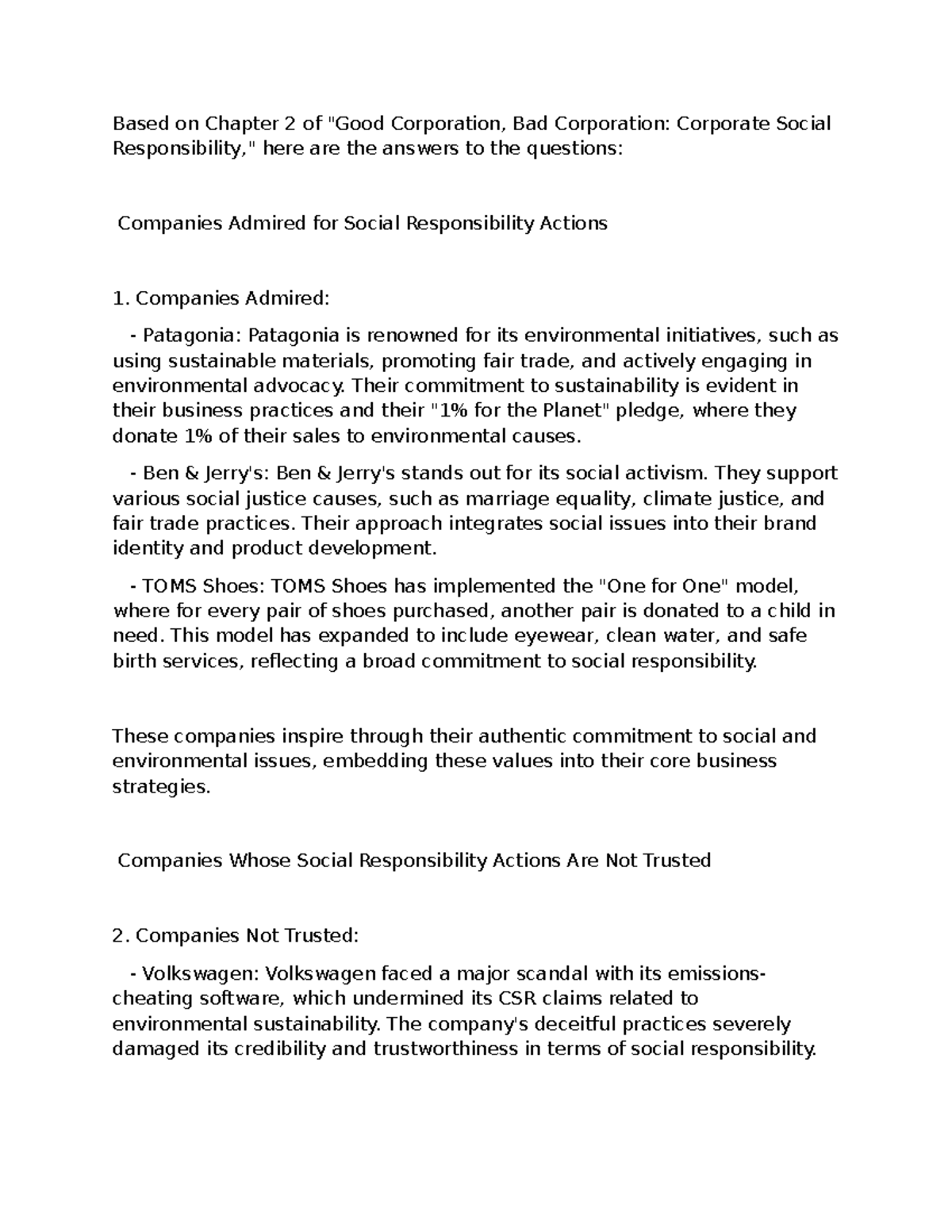 Learning Journal Unit 2 - Based on Chapter 2 of "Good Corporation, Bad ...