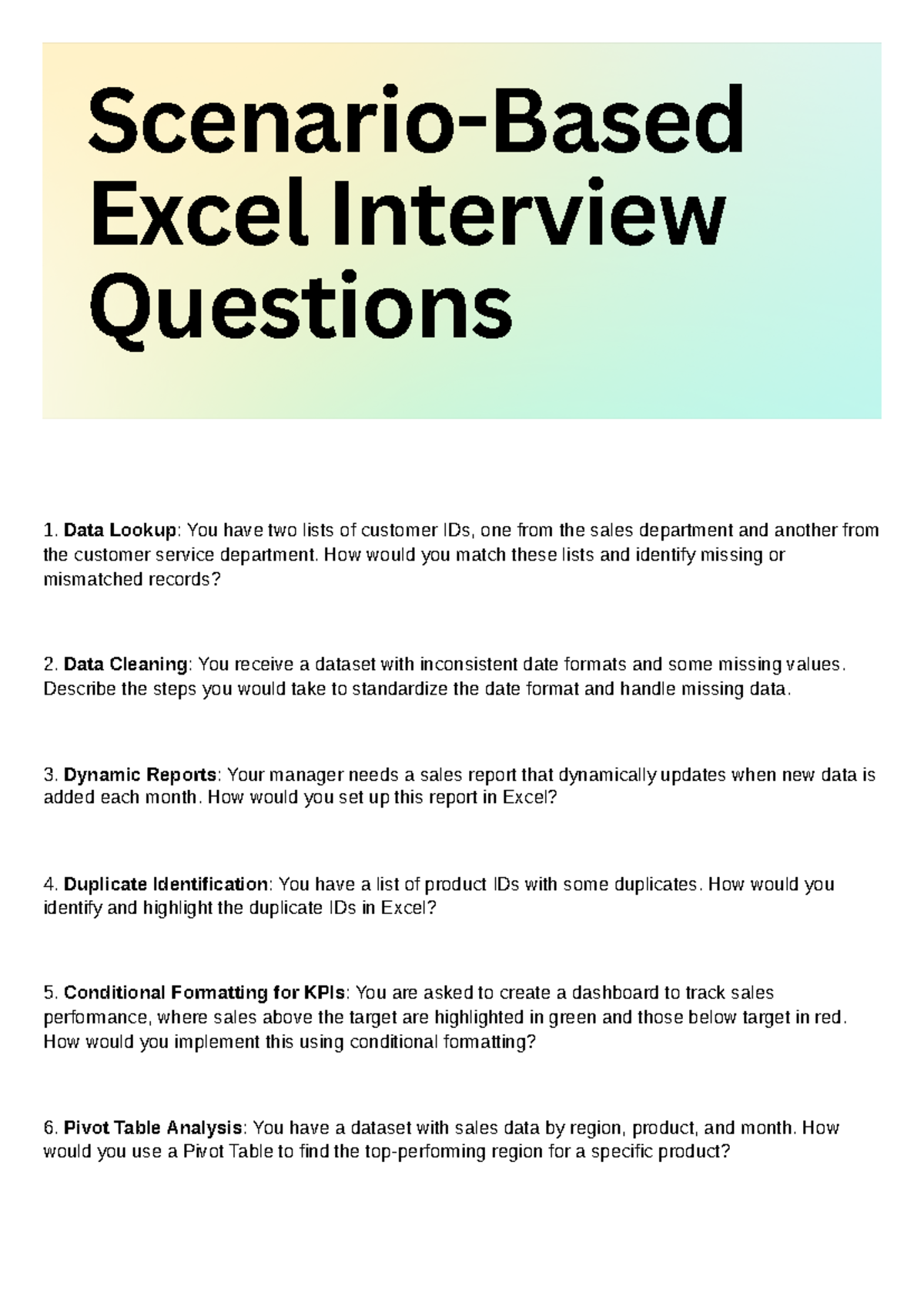 Excel Interview Questions - Data Lookup: You have two lists of customer ...