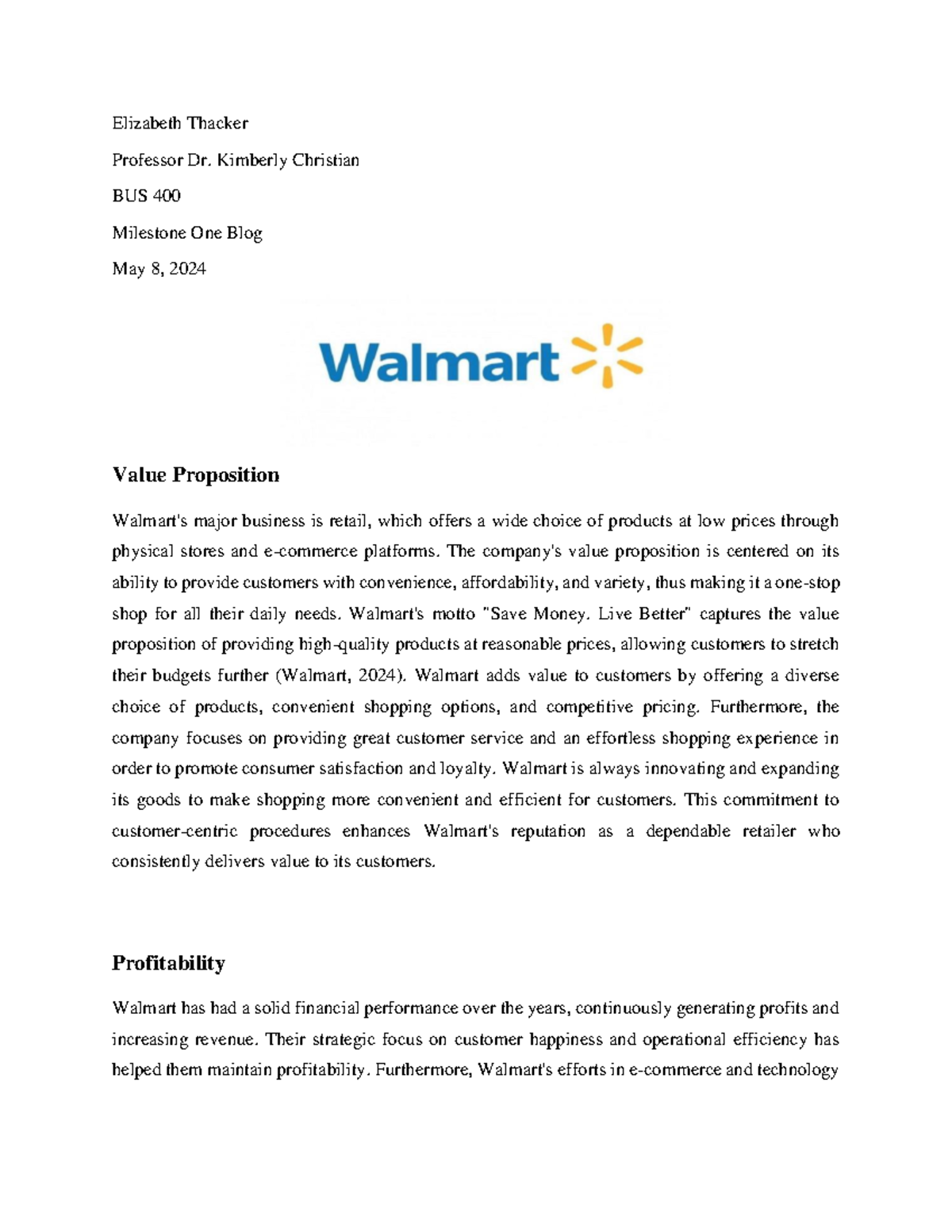 Blog BUS 400 - Done - blog - Elizabeth Thacker Professor Dr. Kimberly ...