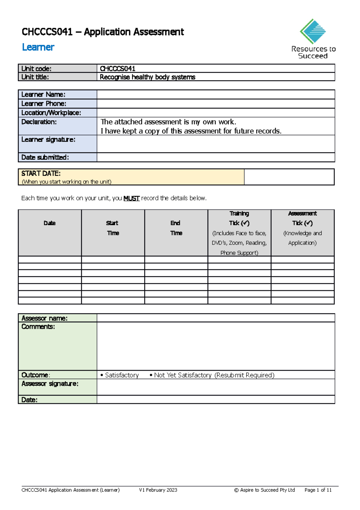 Chcccs 041 - Application (Learner) - anwara - CHCCCS 041 – Application ...