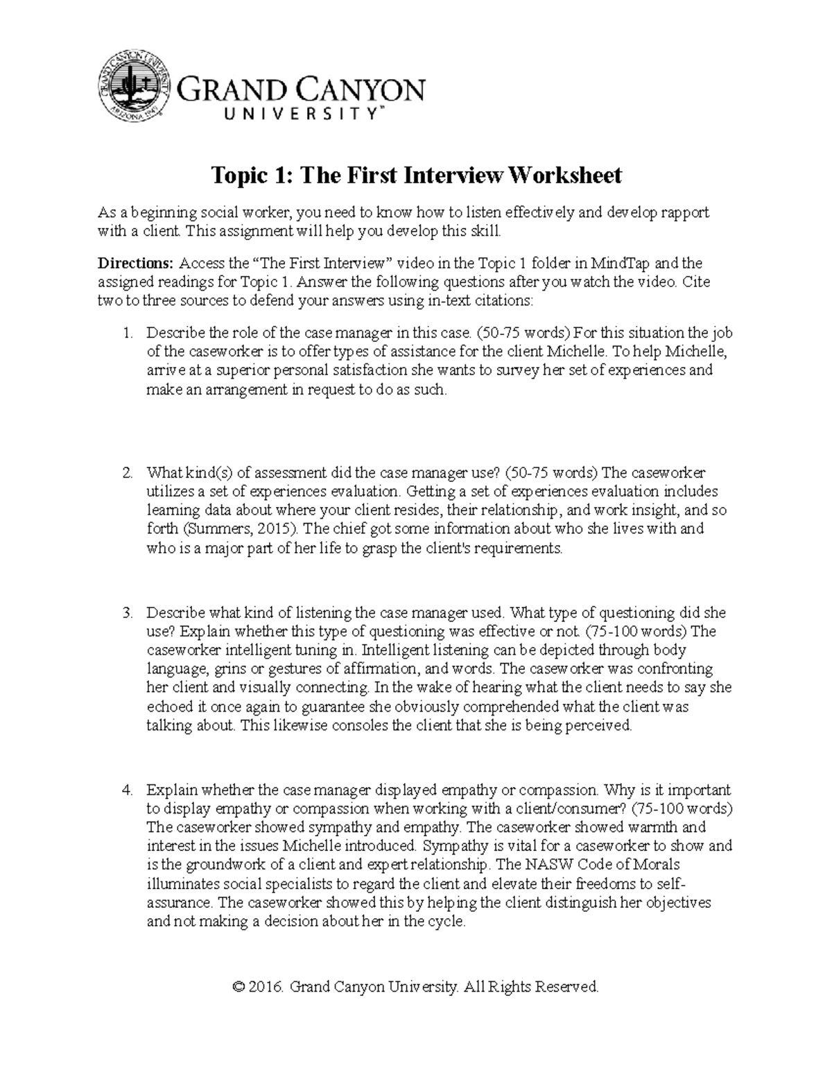 SOC-445 - Topic 1: The First Interview Worksheet As a beginning social ...