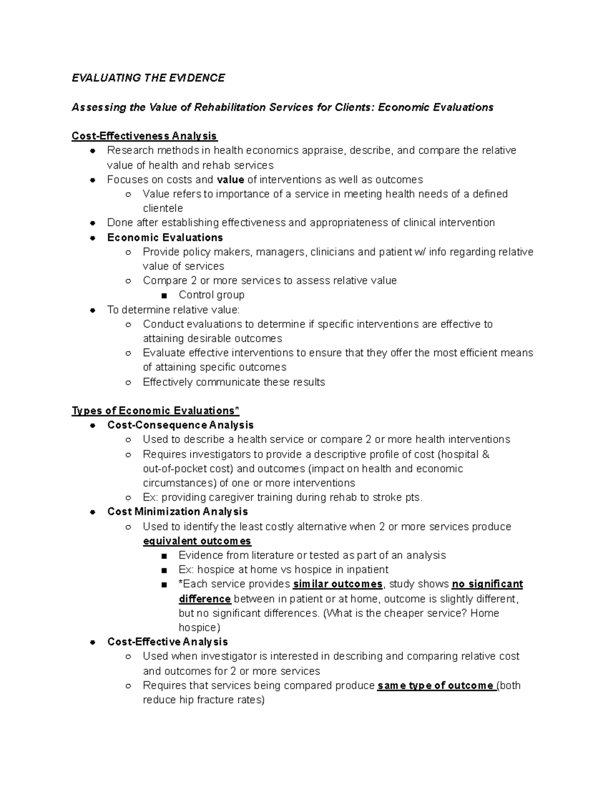 Week 6 - Evaluating the Evidence - EVALUATING THE EVIDENCE Assessing ...