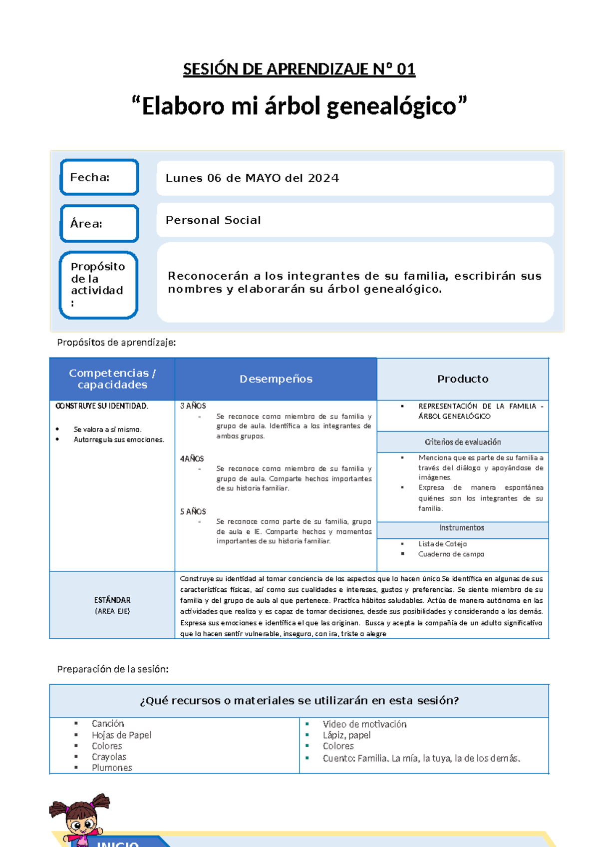 1. Sesion - 08 MAYO - SESIÓN DE APRENDIZAJE Nº 01 “Elaboro mi árbol ...