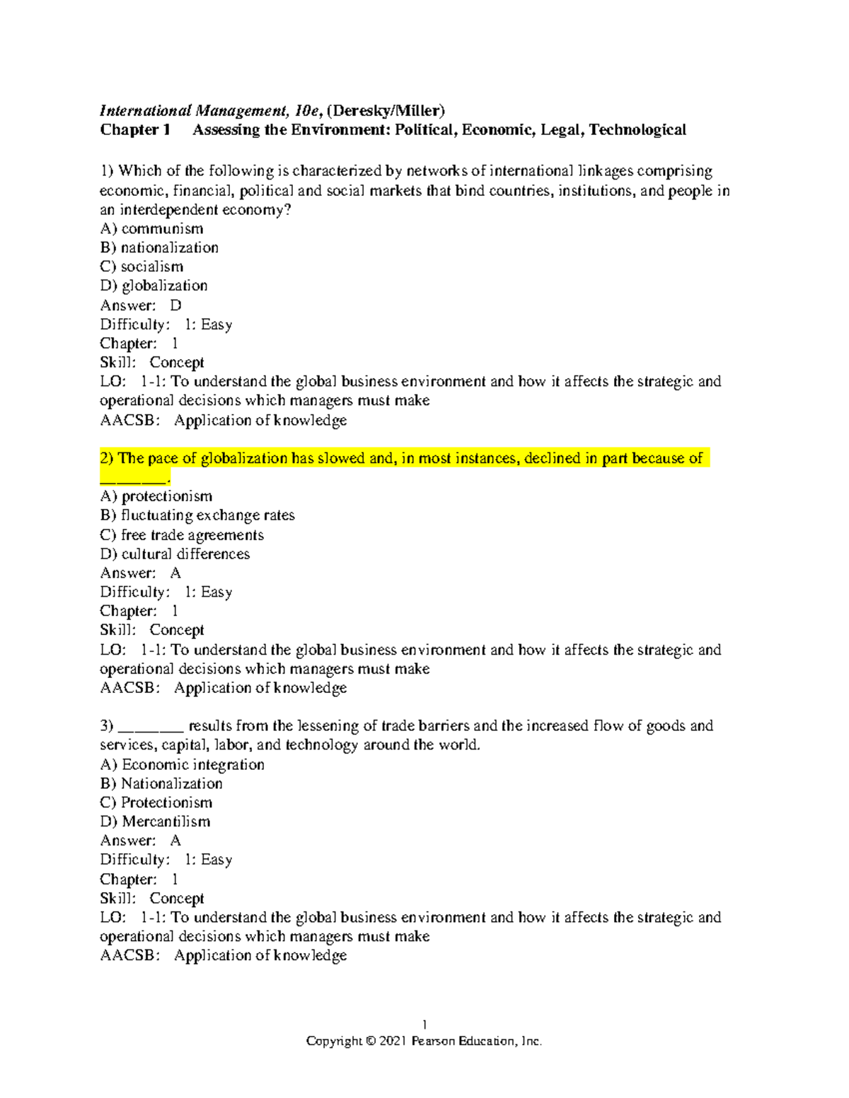 Chapter-1 - shhshhds jshhs - 1 International Management, 10e, (Deresky ...