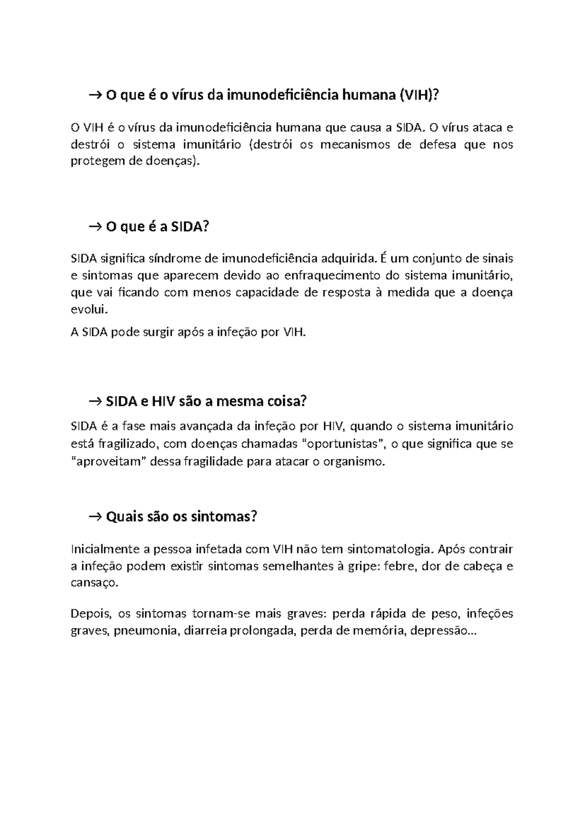 SIDA - trabalho sobre a sida - → O que é o vírus da imunodeficiência ...