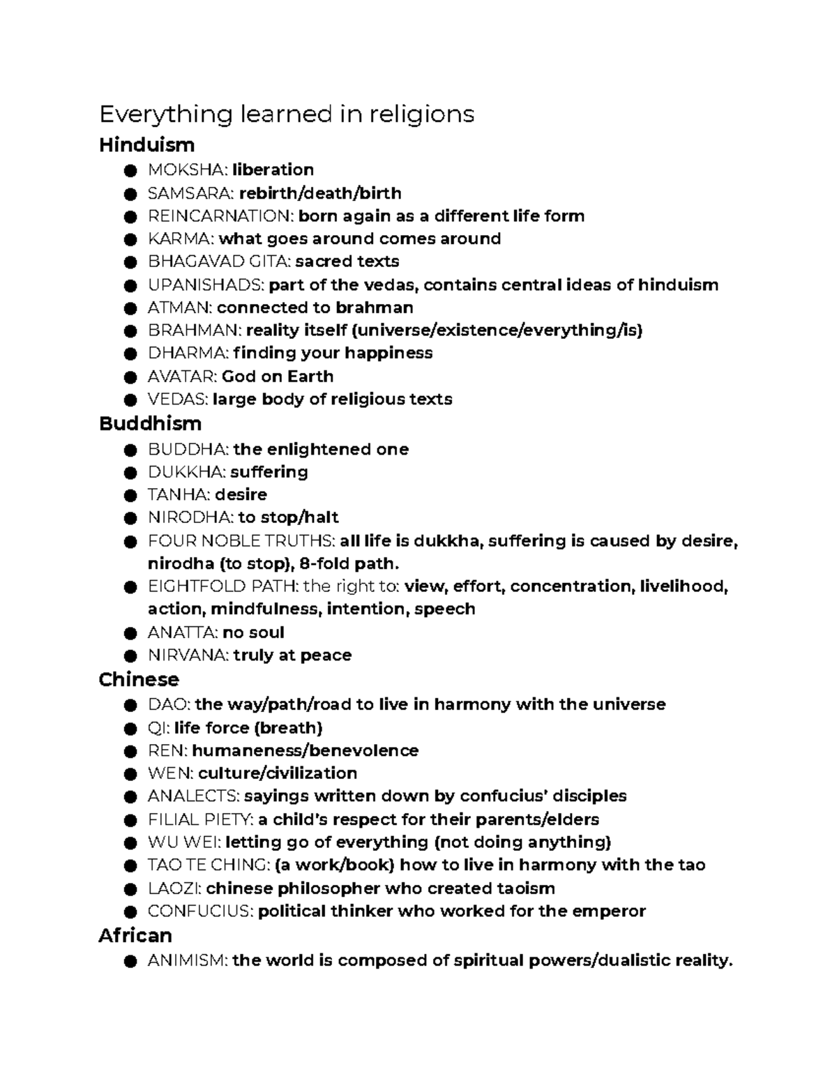 Everything Religions - Lecture notes ALL - Everything learned in ...