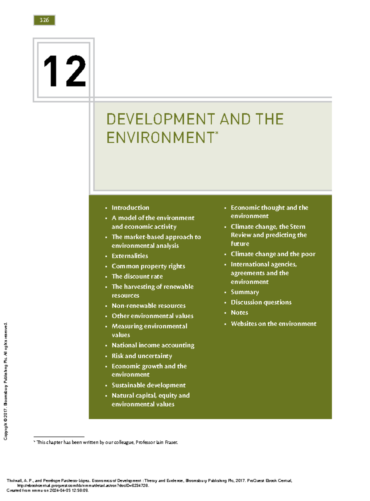 Chapter 12 Textbook - DEV - Introduction A model of the environment and ...