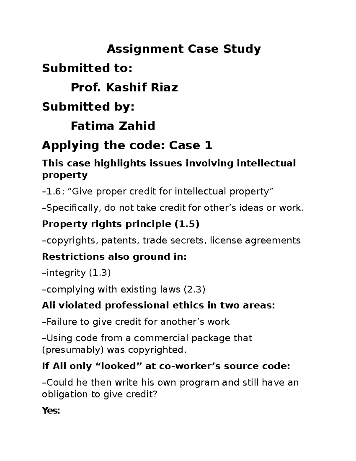 Assignment Case Study - Assignment Case Study Submitted to: Prof ...
