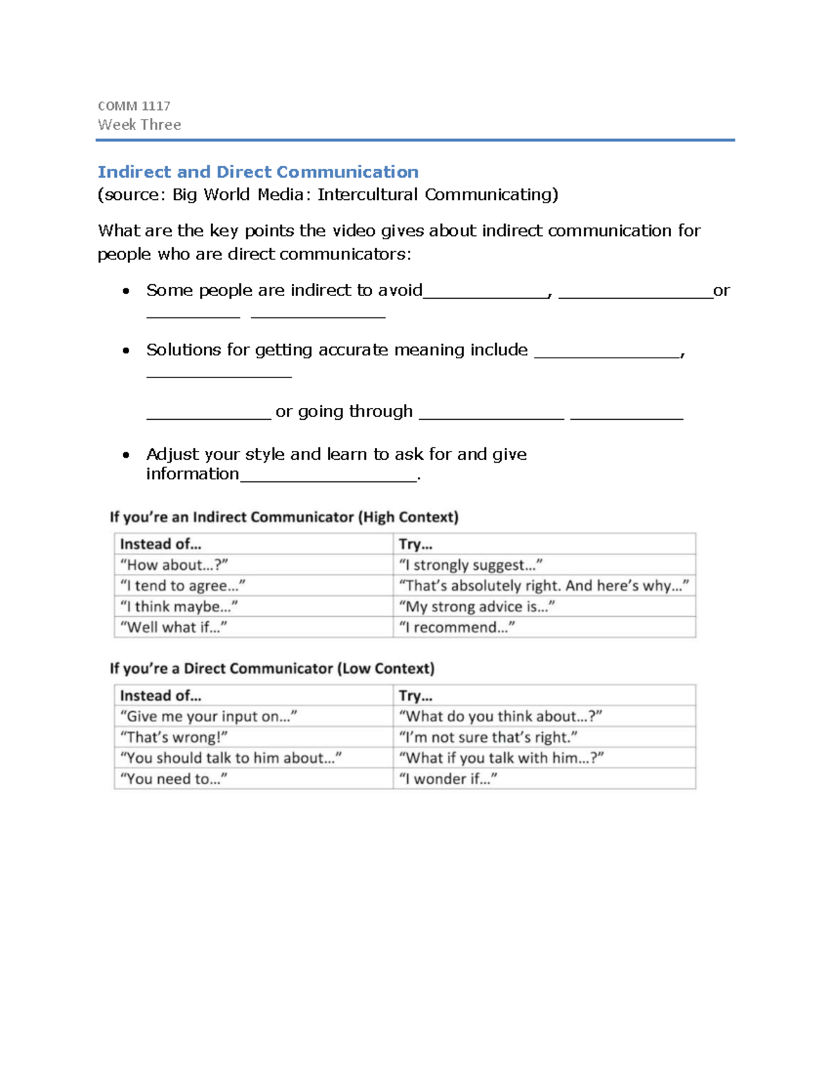 Week 3 Student Handouts V2-F2019 - COMM 1117 - BCIT - Studocu