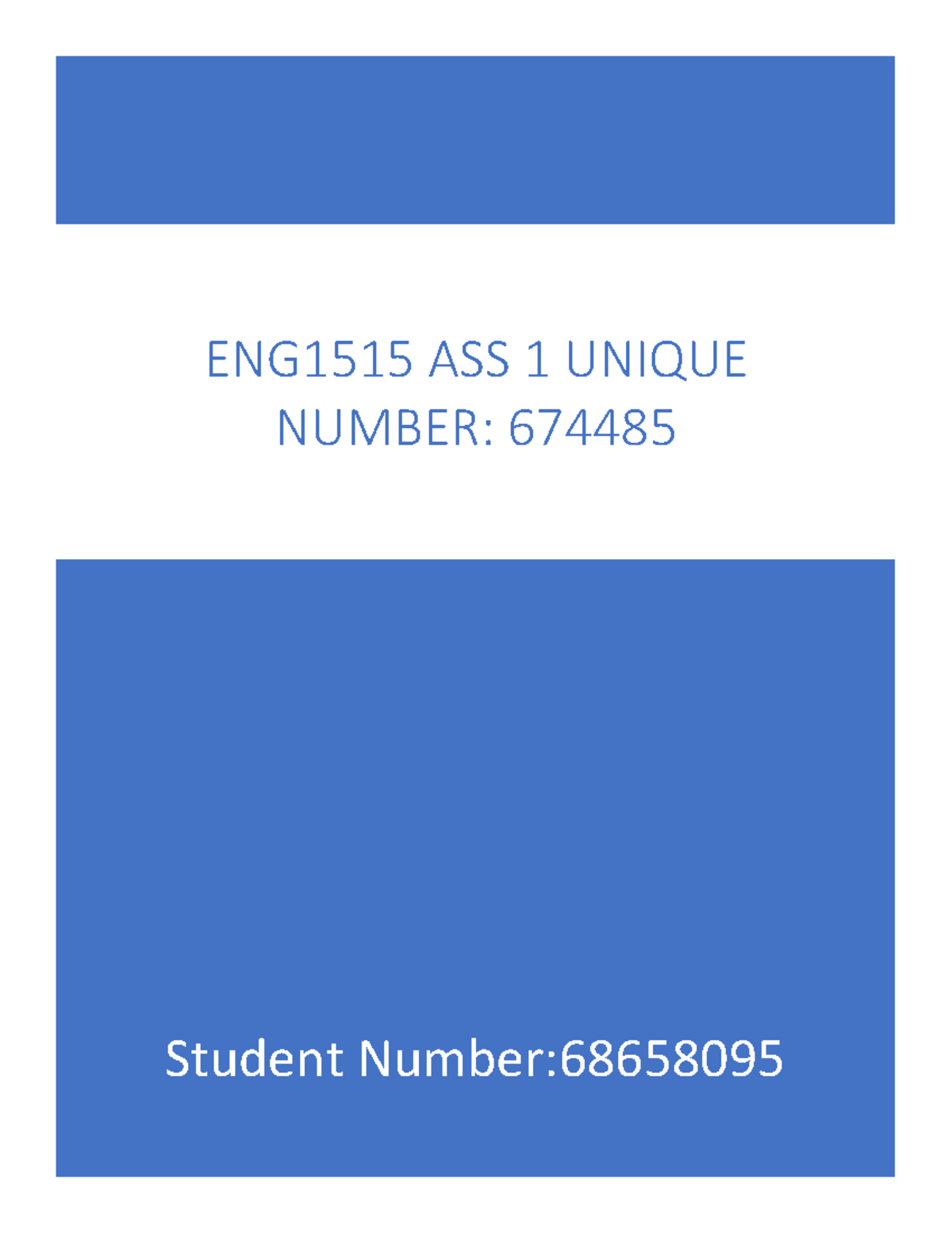 ENG1515 Ass 1 Student number 68658095 - Student Number: ENG1515 ASS 1 ...