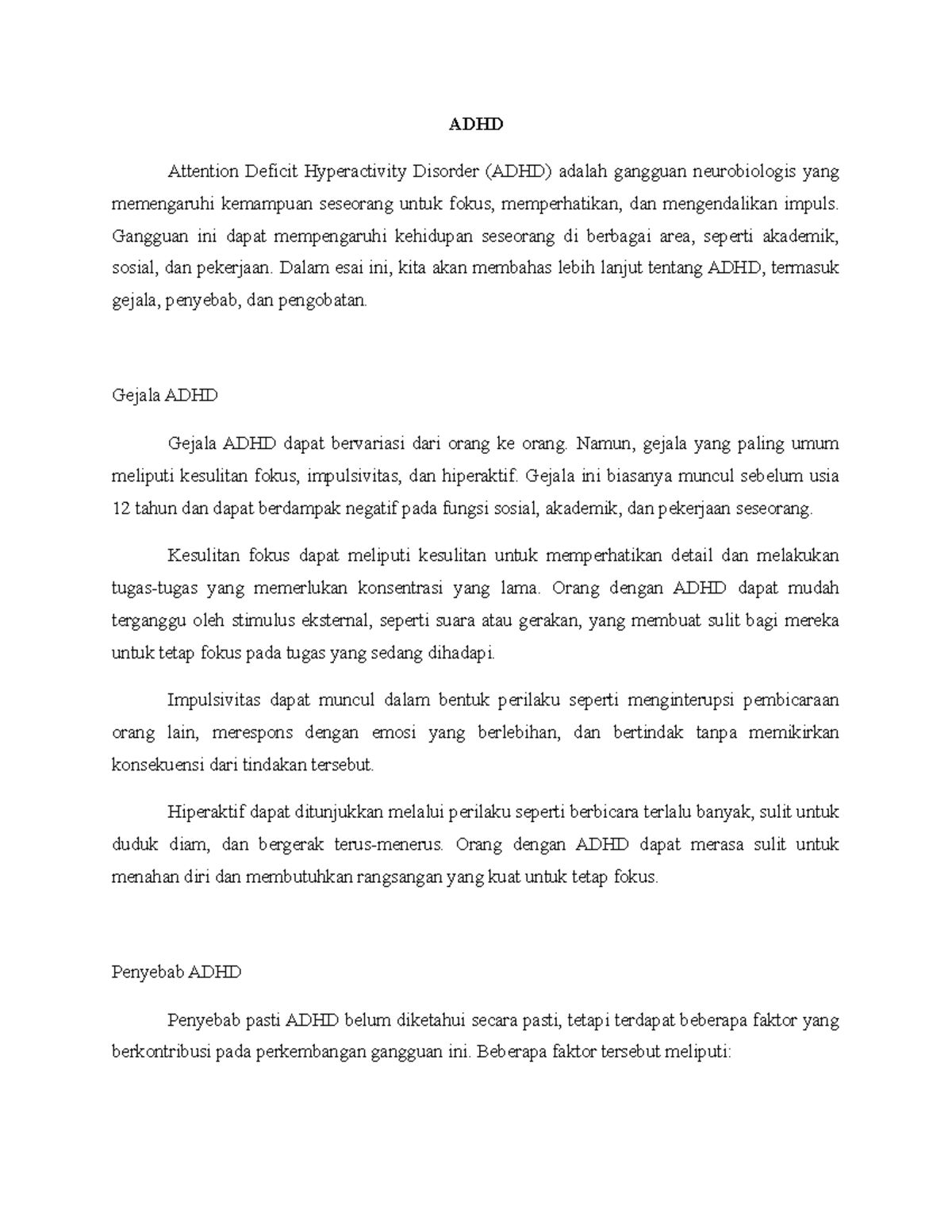 Essay ADHD - pembahasan ringkas tentang ADHD - ADHD Attention Deficit Hyperactivity Disorder ...