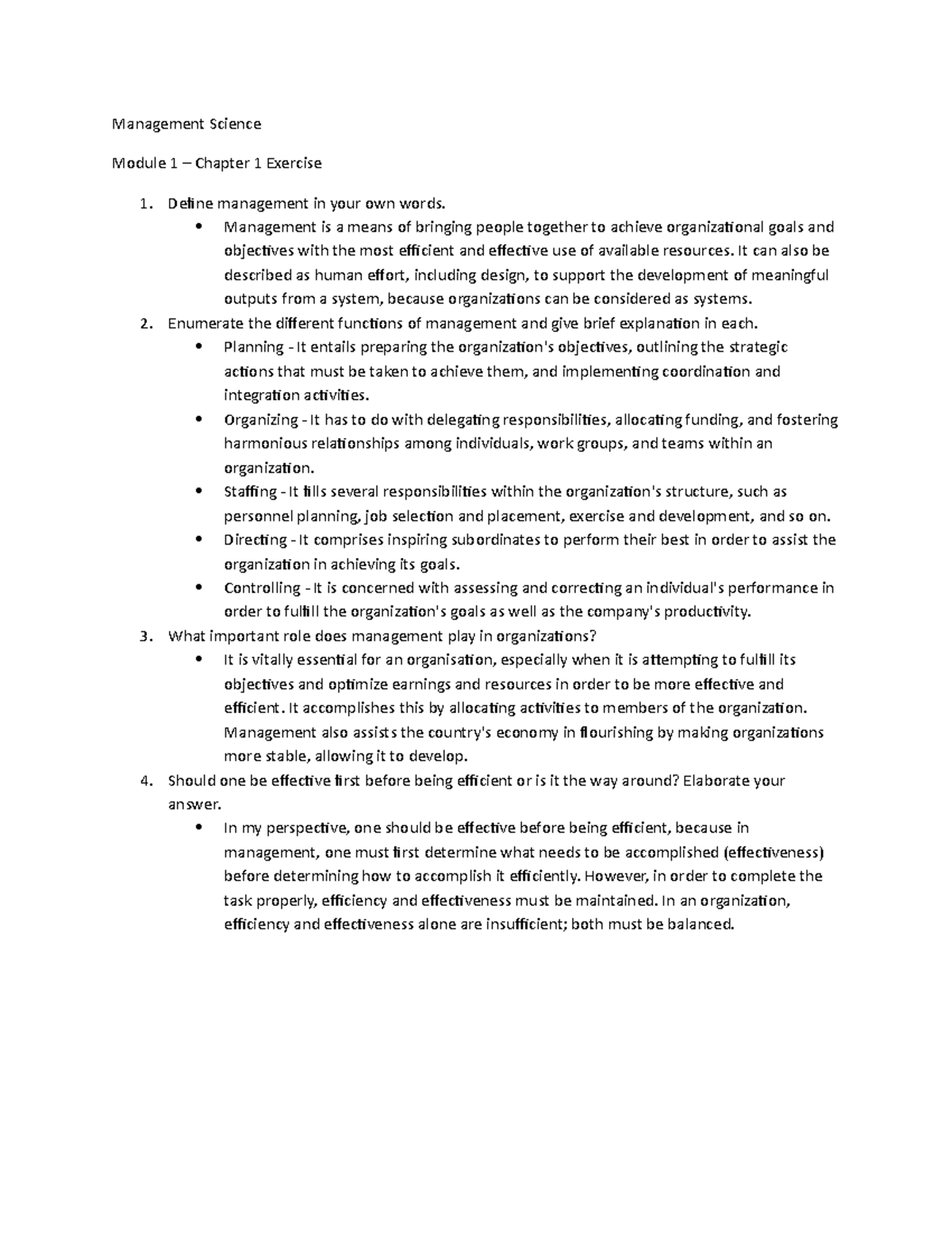 Ae 3 Management Science Answer Key Management Science Module 1