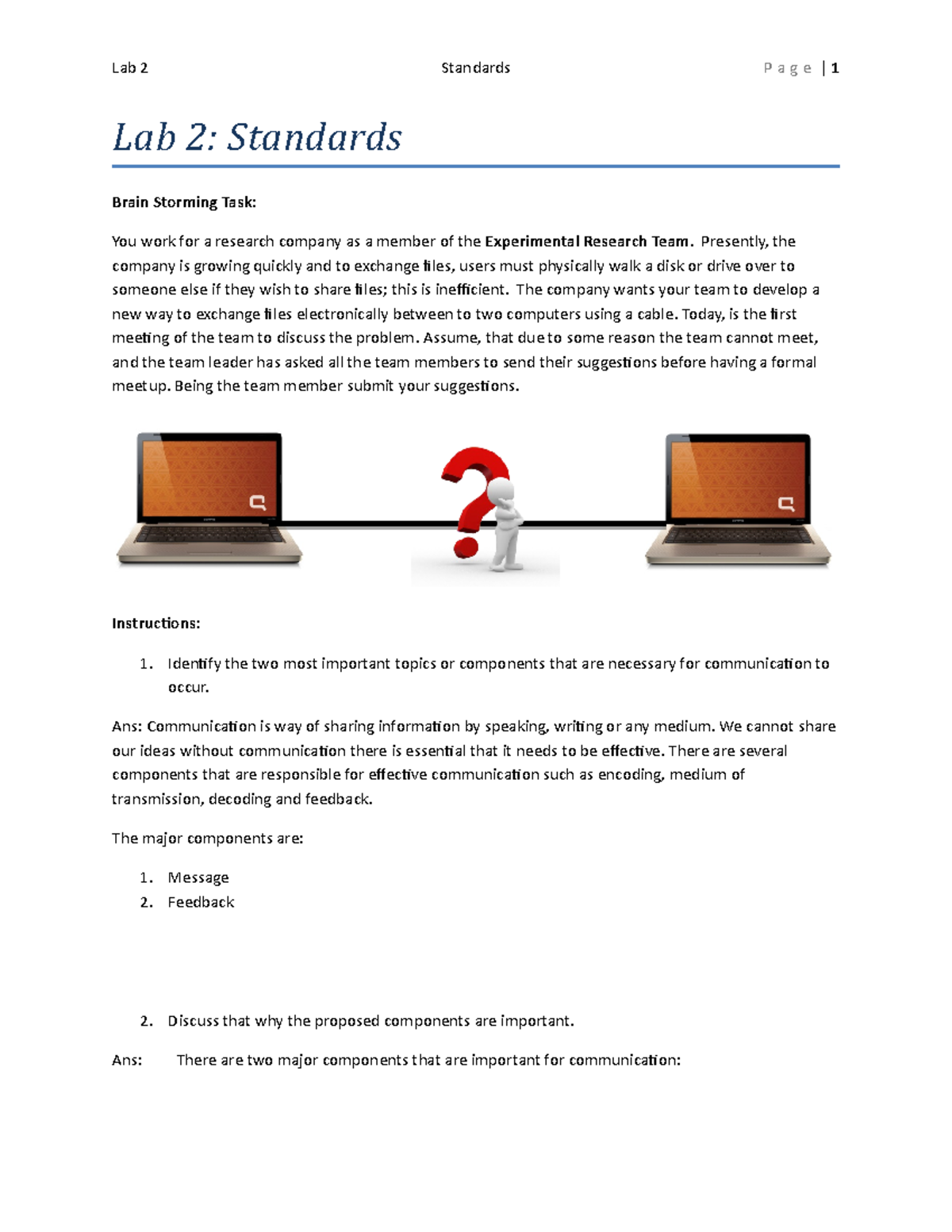 Lab2 Stardard Bodies-S2020 - Lab 2: Standards Brain Storming Task: You work for a research ...