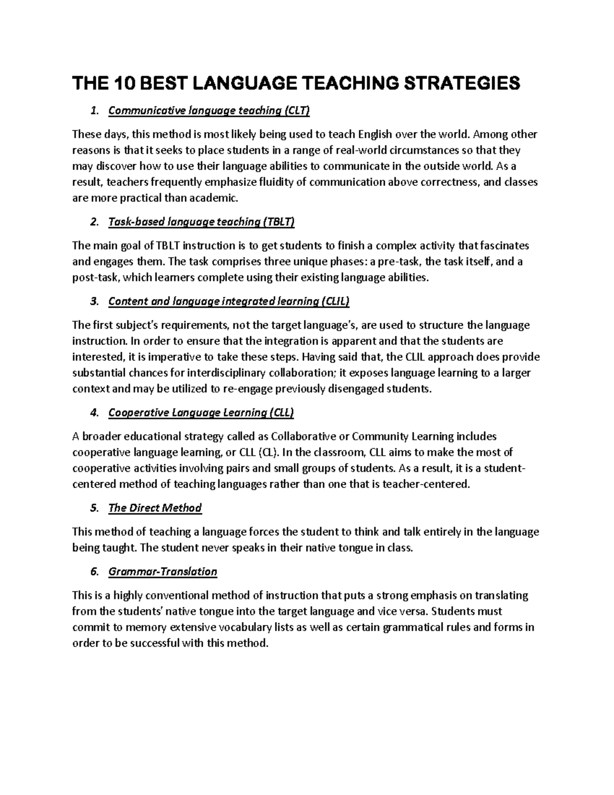 THE 10 BEST Language Teaching Strategies - THE 10 BEST LANGUAGE ...