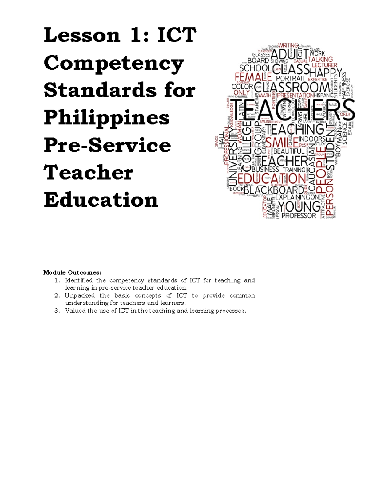 Competency Standards - The document contains a detailed summary of the ...