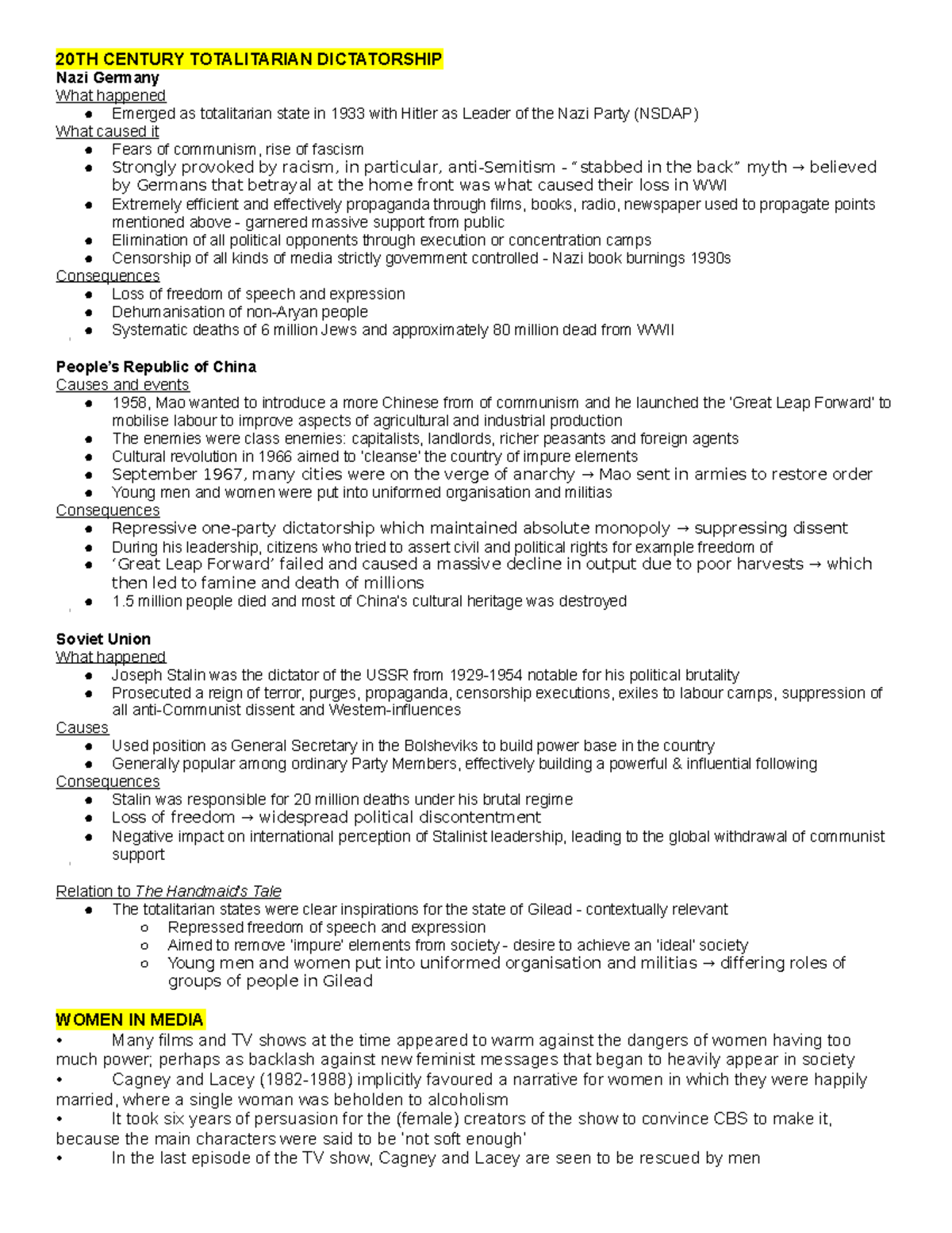 Handmaid's Tale Context - ARTS2020 - UNSW Sydney - Studocu