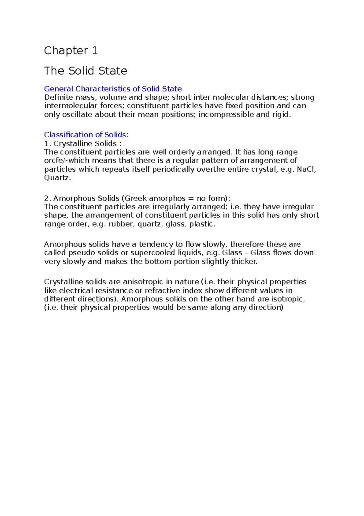 Chemistry chapter 1The Solid State - Chapter 1 The Solid State General ...