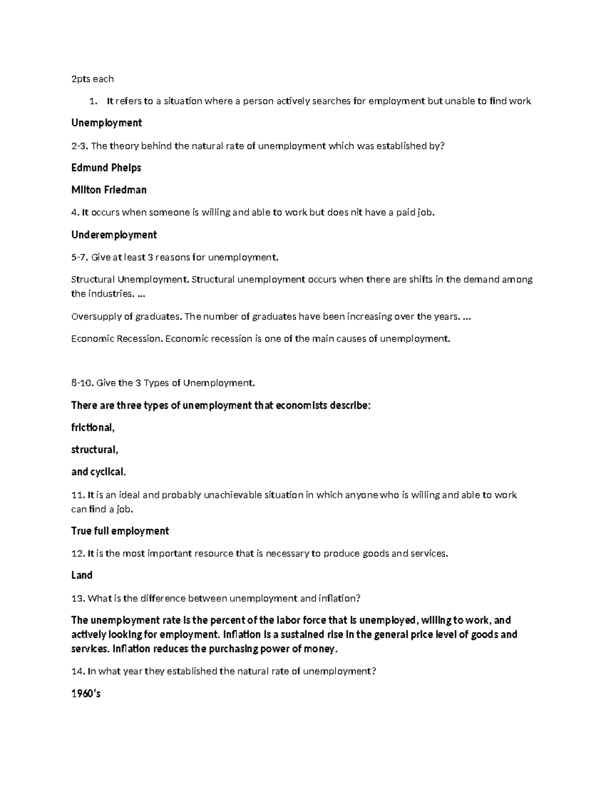 Rizza Relos quiz no - Quiz - 2pts each 1. It refers to a situation ...