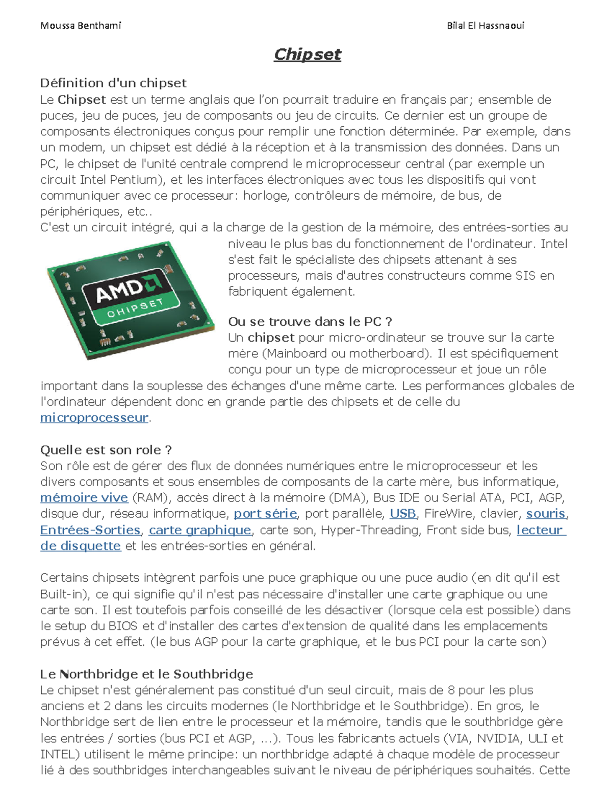 Chipset - Ce dernier est un groupe de composants électroniques conçus ...