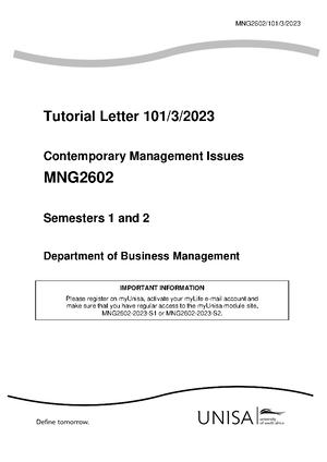 MNG2601 Management Principles Varsity College - mng2601 - Unisa - Studocu