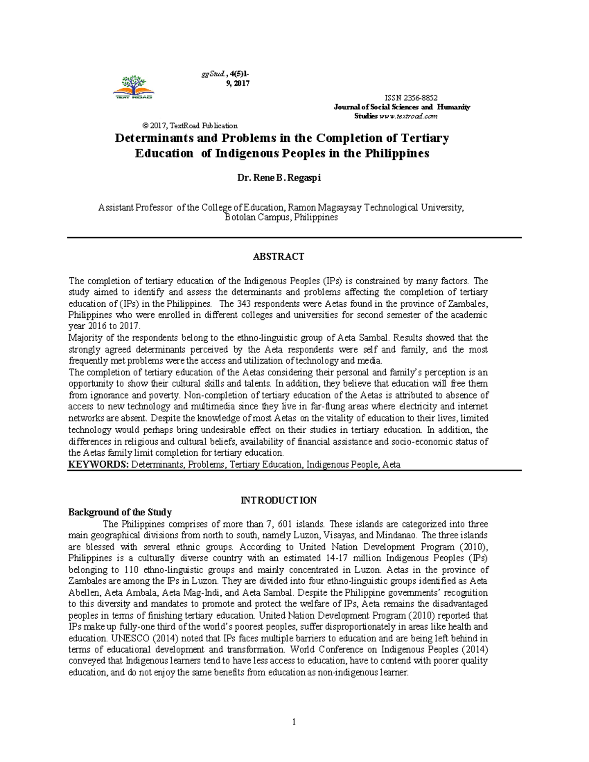 Ips tertiary education problem in completion 2 - ggStud., 4(5)1- 9 ...