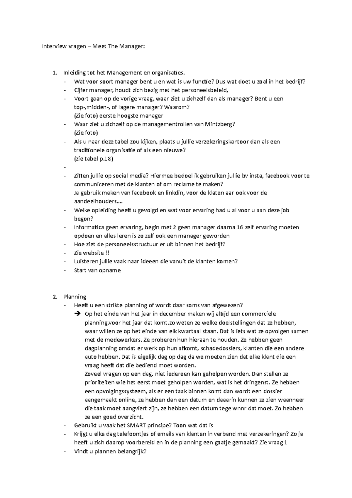 Interview vragen mtm - Interview vragen – Meet The Manager: Inleiding ...