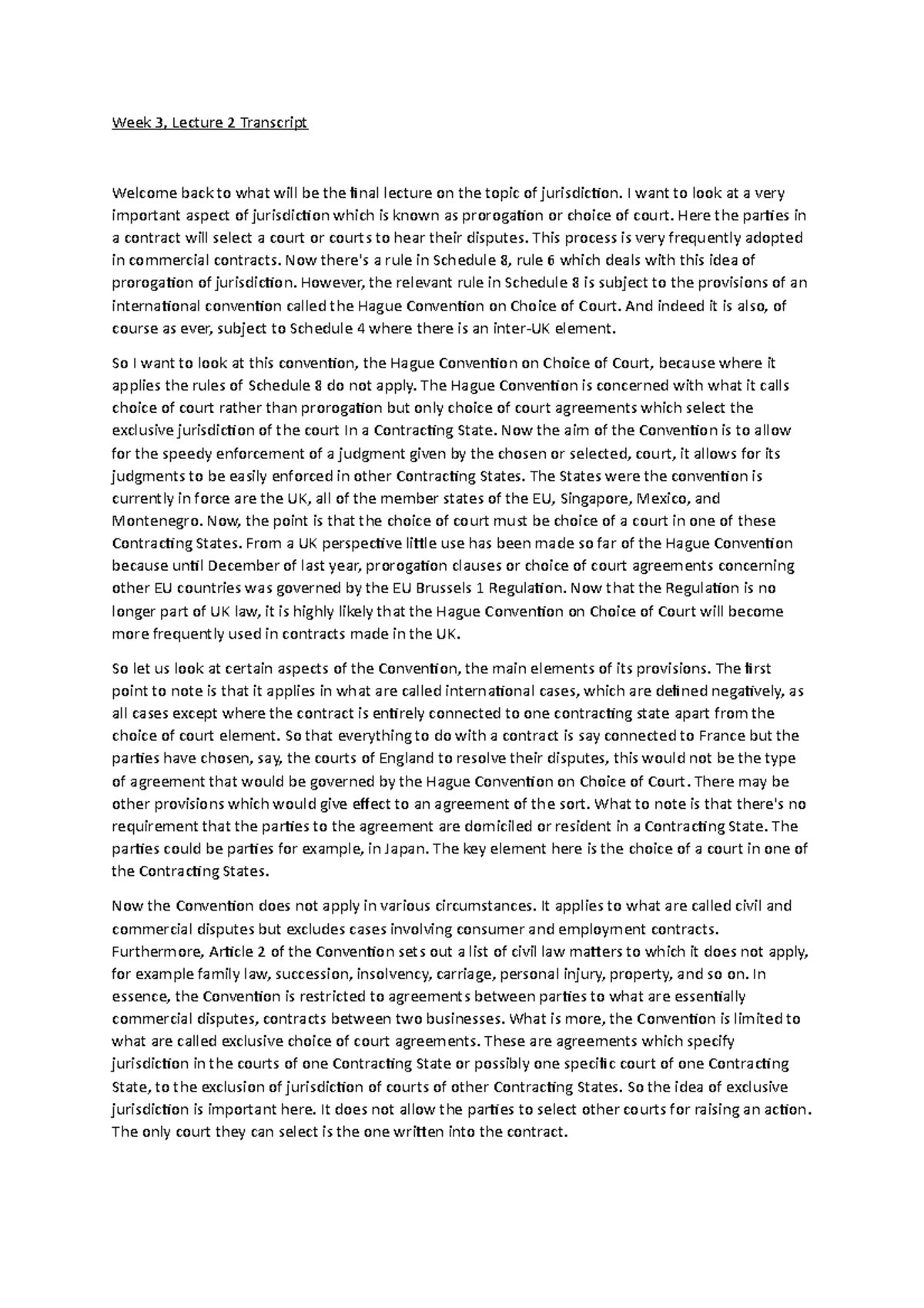 IP Lecture 6 Transcript - Week 3, Lecture 2 Transcript Welcome back to what will be the final ...