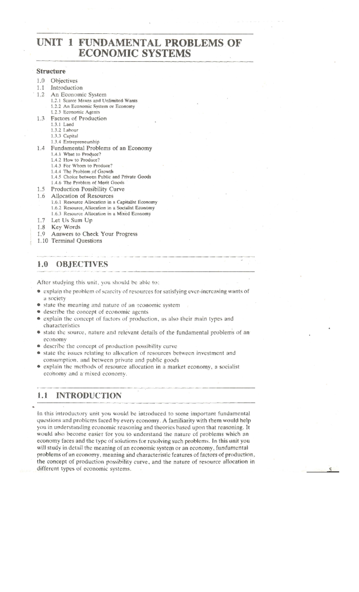 Unit-1 - Notes - UNIT 1 FUNDAMENTAL PROBLEMS OF ECONOMIC SYSTEMS ...