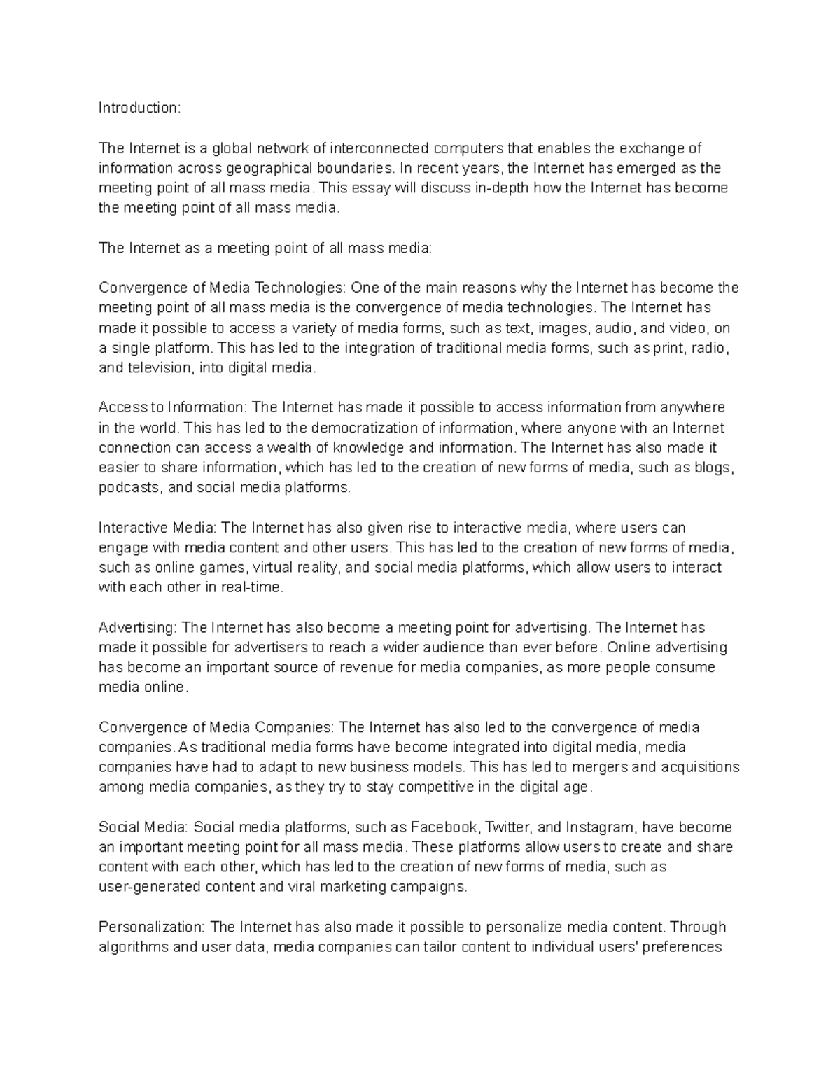 Internet as the meeting point of mass media - Introduction: The ...