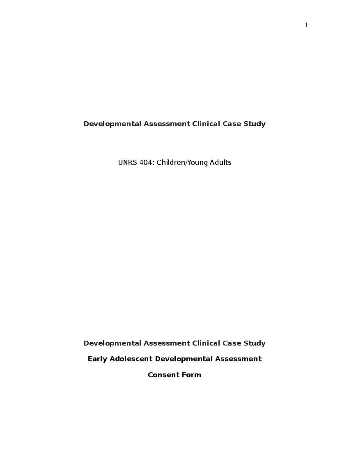 Developmental assessment - History The history was actualized by ...