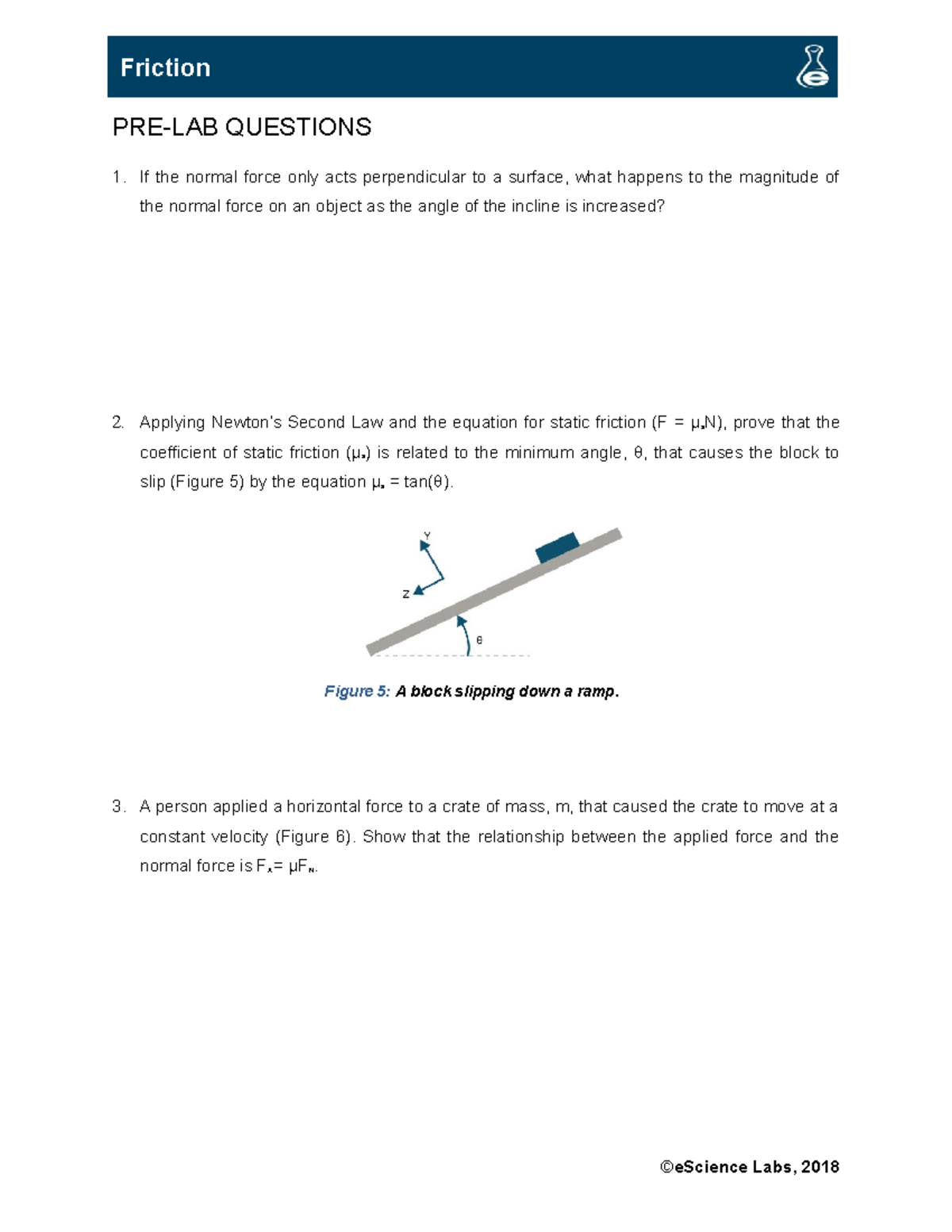 IP 2020 L07 Friction lab assignment - PRE-LAB QUESTIONS If the normal ...