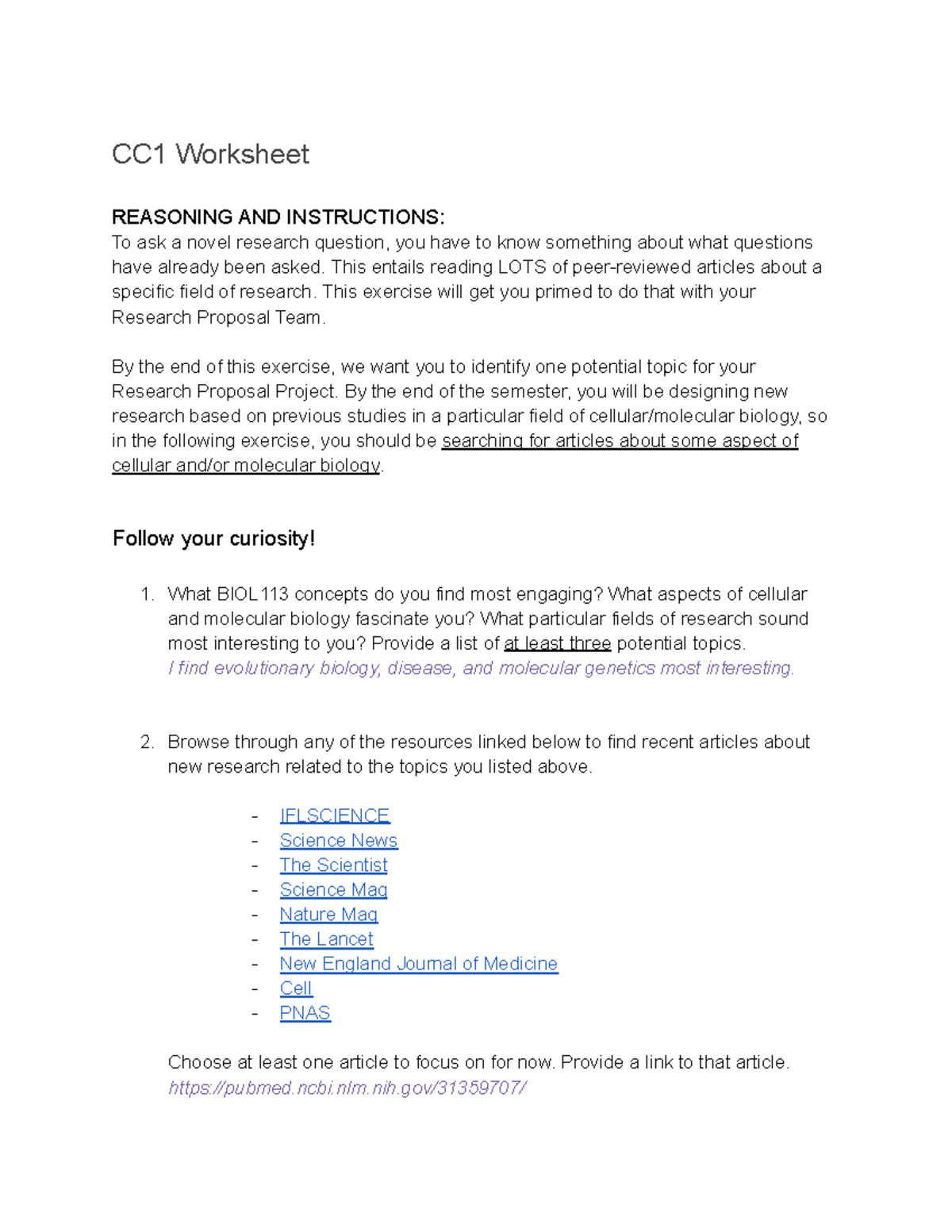 Core Concept 1 - cc1 - CC1 Worksheet REASONING AND INSTRUCTIONS: To ask ...