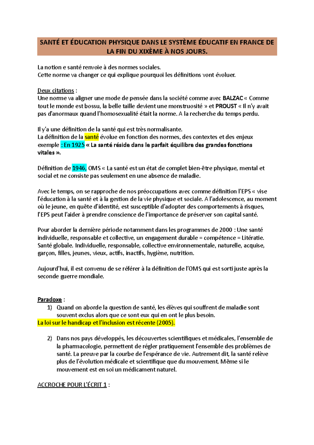 Santé et éducation - SANTÉ ET ÉDUCATION PHYSIQUE DANS LE SYSTÈME ...