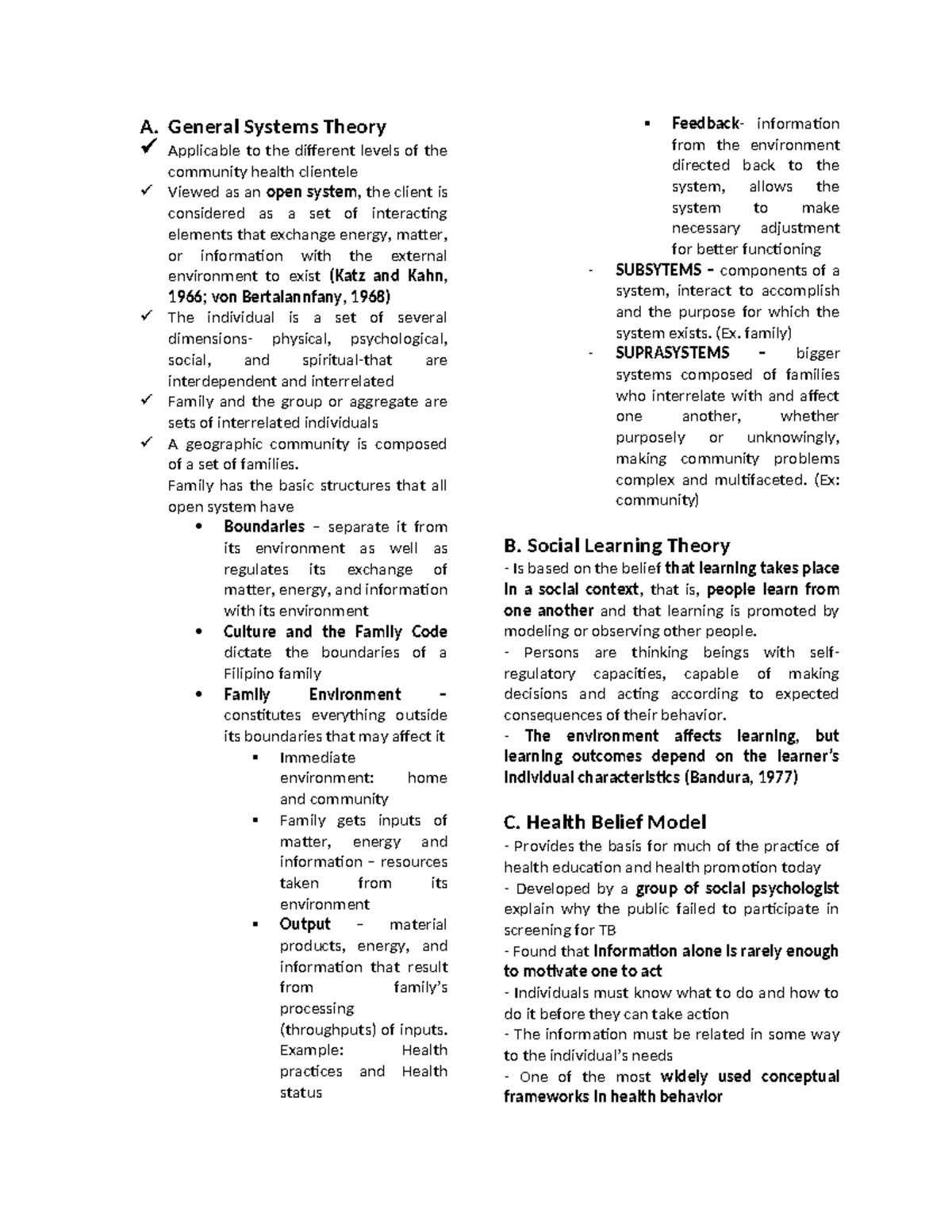 Cph unit 4 - A. General Systems Theory Applicable to the different ...