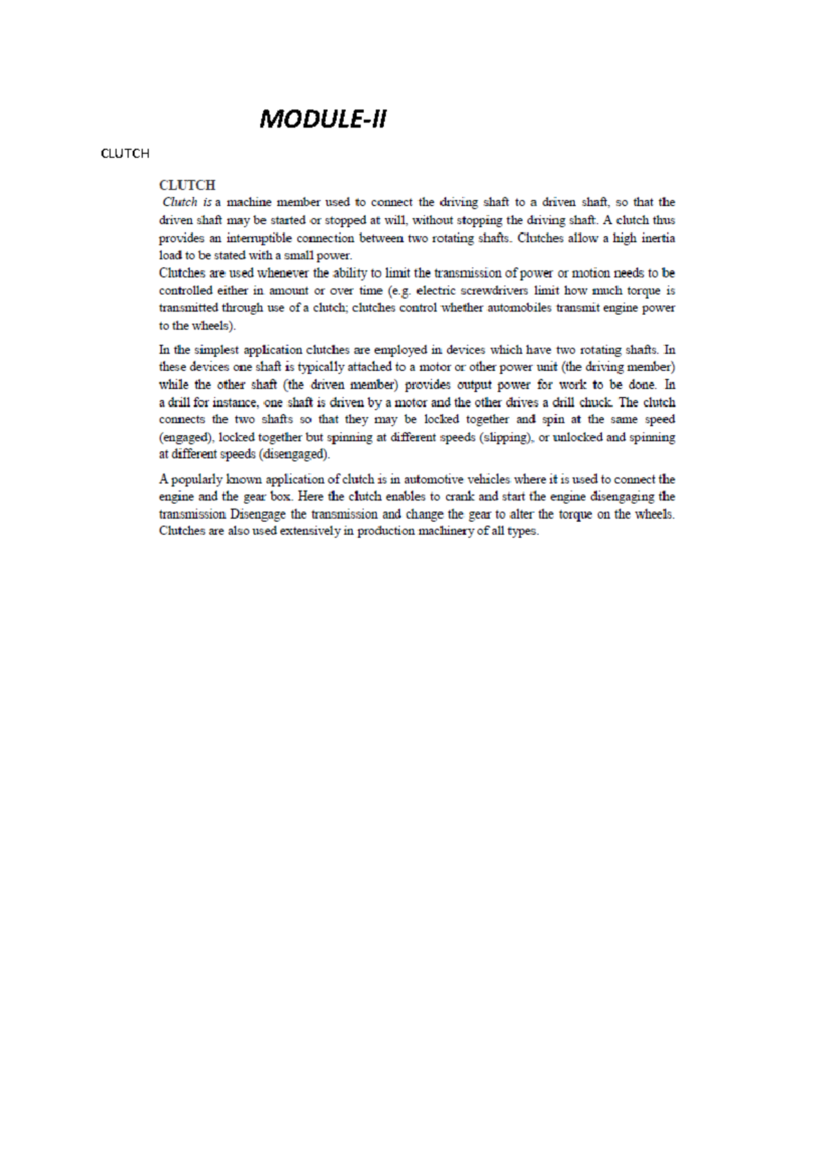 Updated clutch Automobile-Engineering assignment new document - MECH401 ...