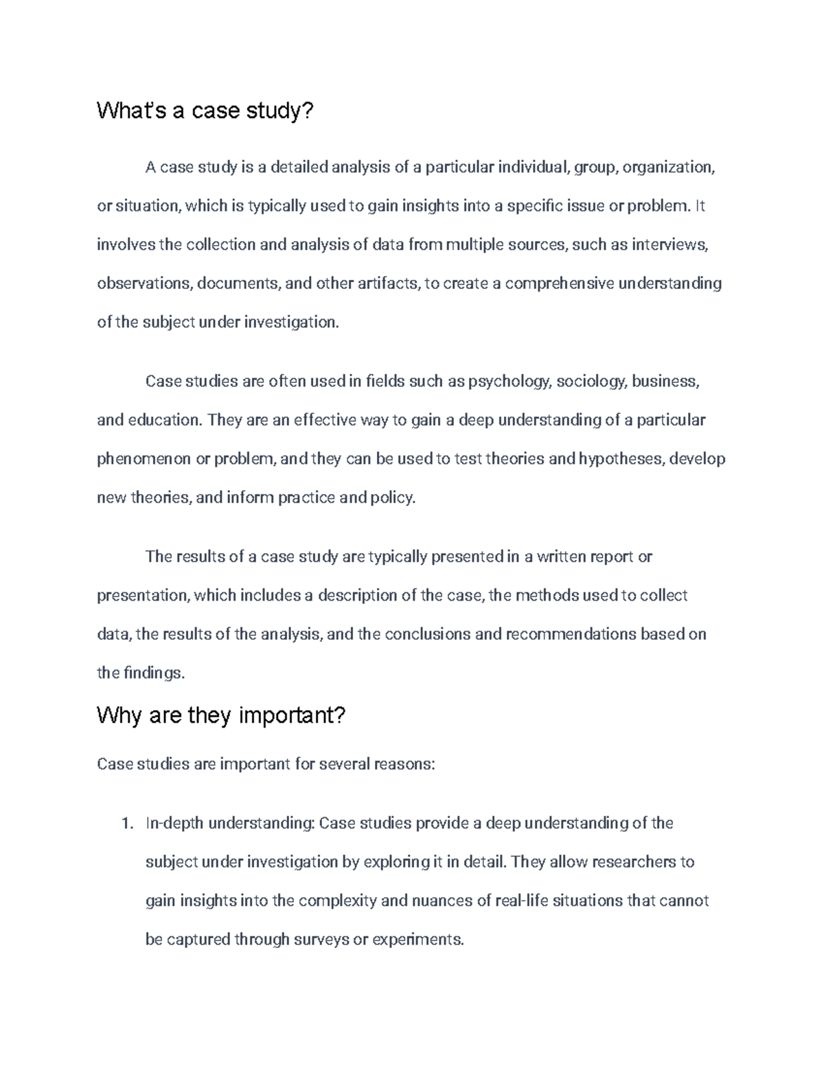 What is a case study? - What’s a case study? A case study is a detailed ...