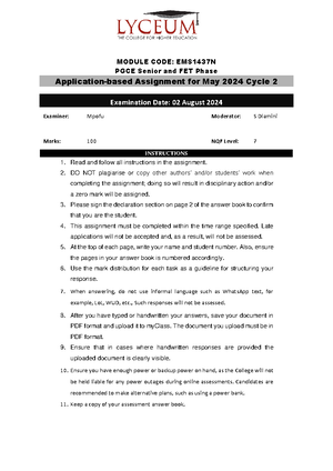 DIN1437N - Module Code: DII1437N Module Name: Diversity and Inclusion Application-based ...