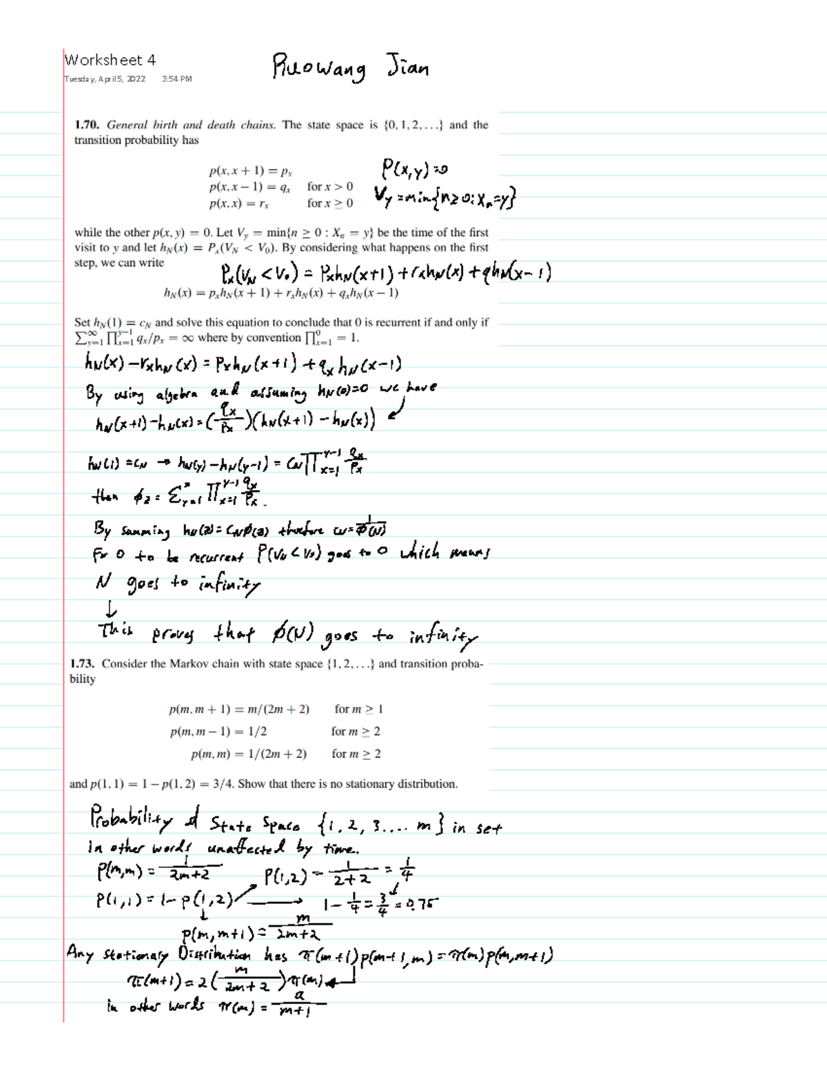 Worksheet 4 - Covers some of the textbook problems - MATH 3170 ...