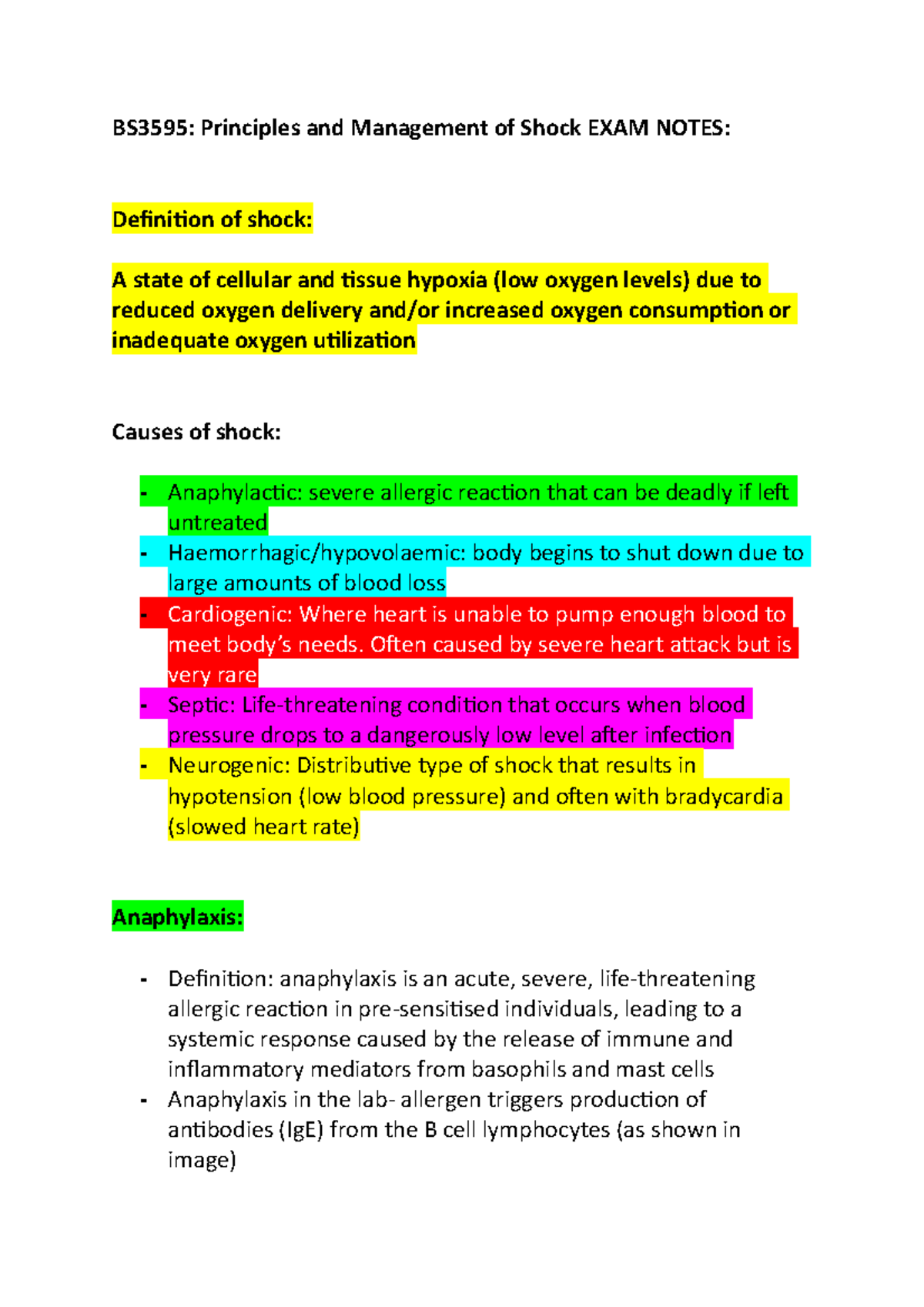 Principles and Management of Shock - Often caused by severe heart ...