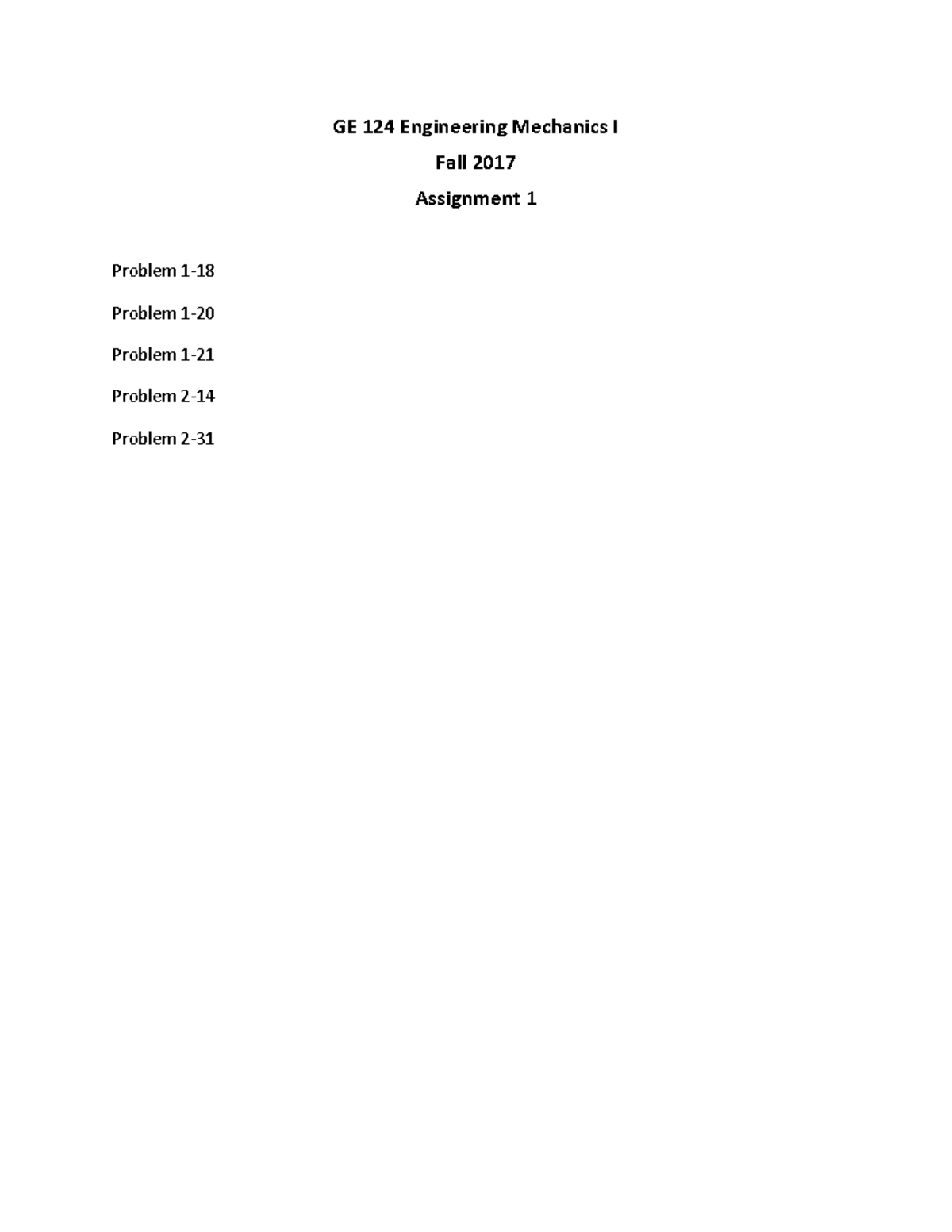 GE 124 - Assignment solutions for assignments 1 - 7 - Warning: TT: undefined function: 22 ...